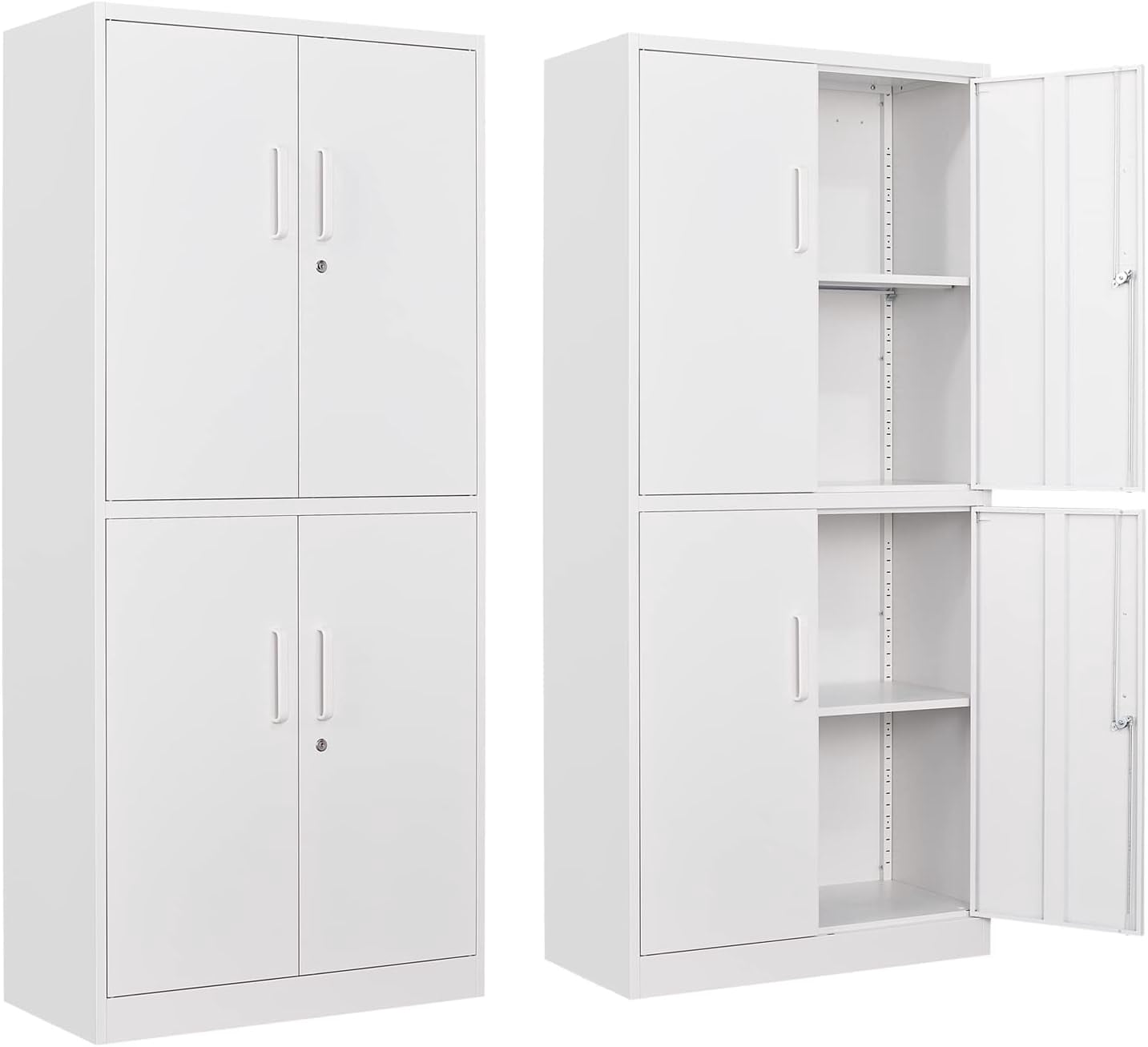 CHAUKY Metal Storage Locking Cabinet with 4 Doors and 2 Adjustable ...