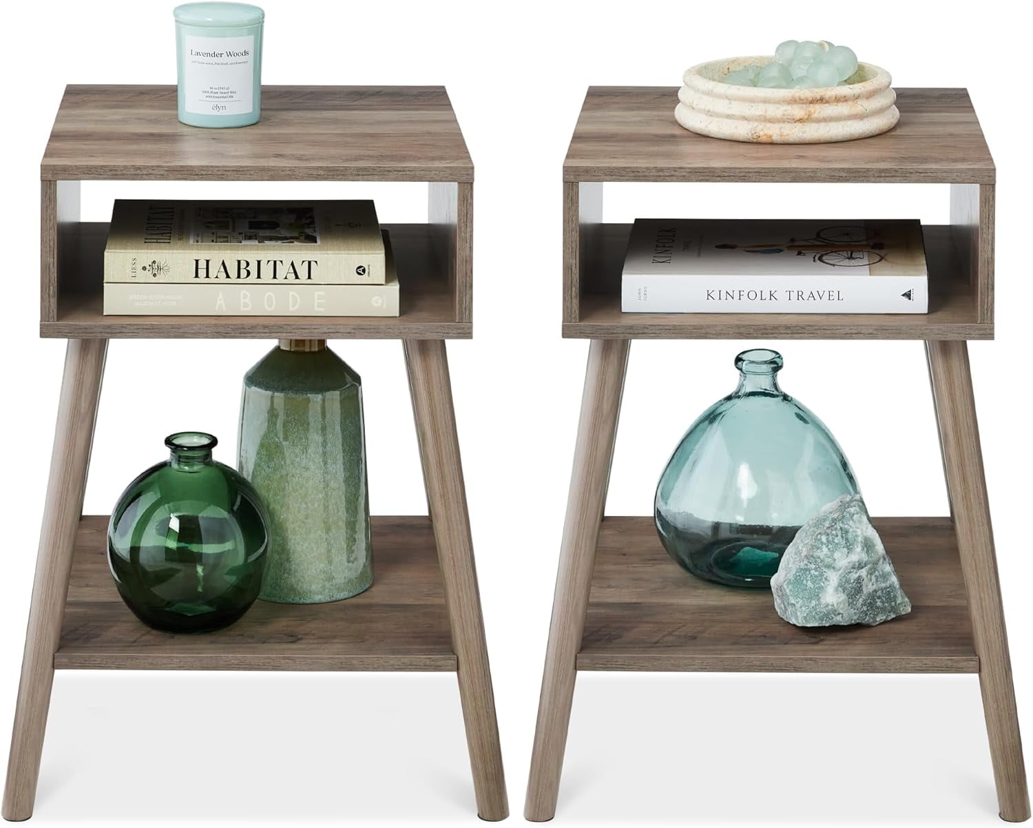 CHAUKY Mid-Century Modern End Table Set of 2, Side Accent Furniture for ...