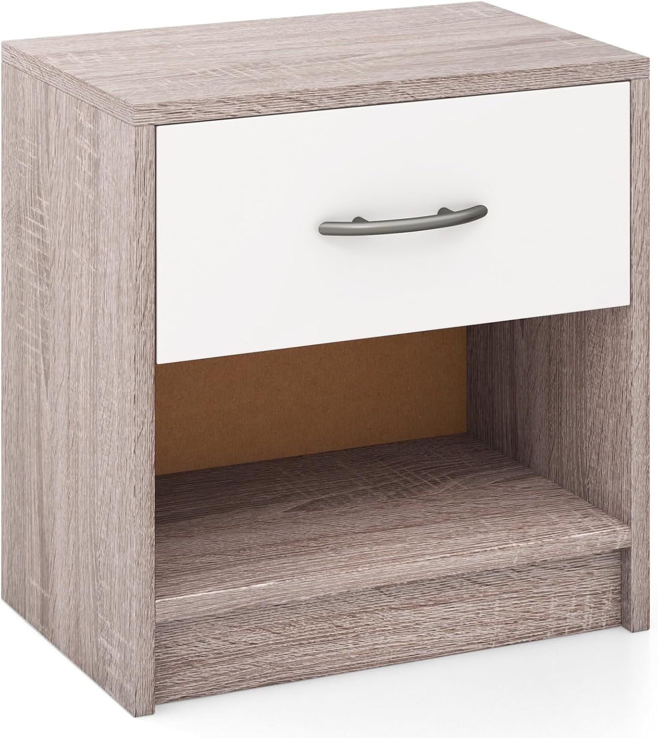 CHAUKY Night Stand with Drawer, Wood Rustic End Table with Open Storage ...