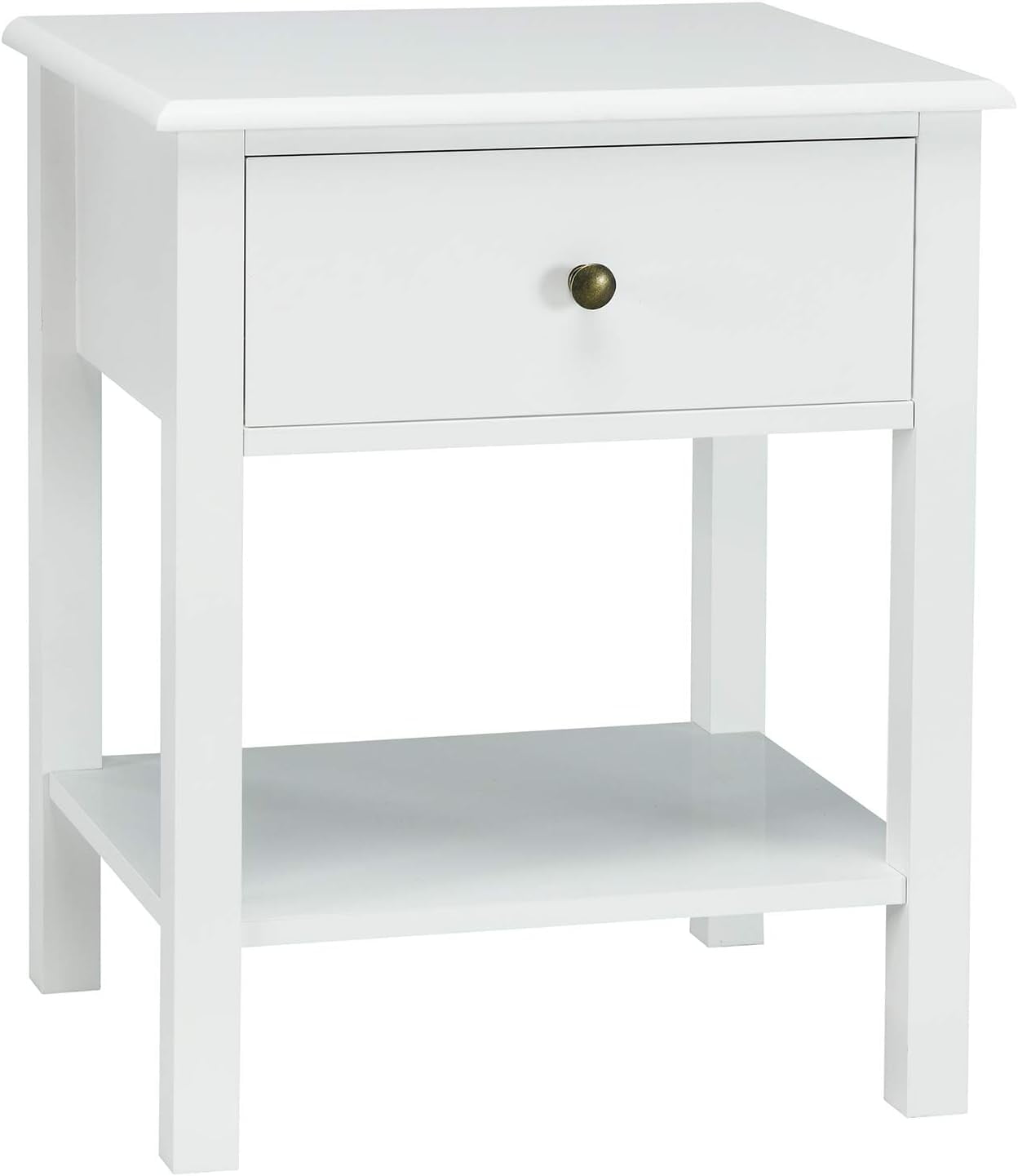 CHAUKY Nightstand, 2-Tier End Table with Drawer and Open Storage Shelf ...