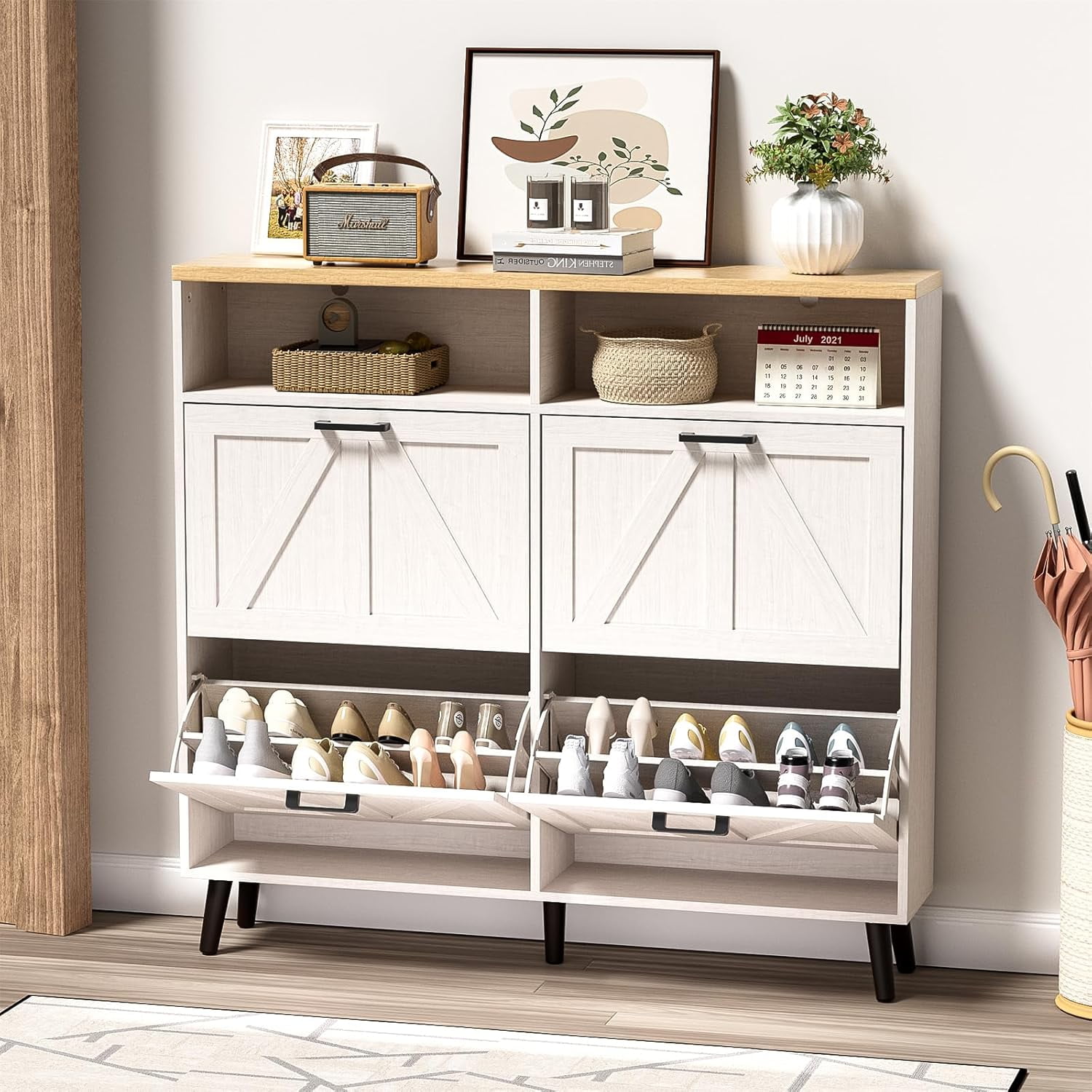 CHAUKY Shoe Storage Cabinet, Shoes Cabinet Storage for Entryway with 4 ...