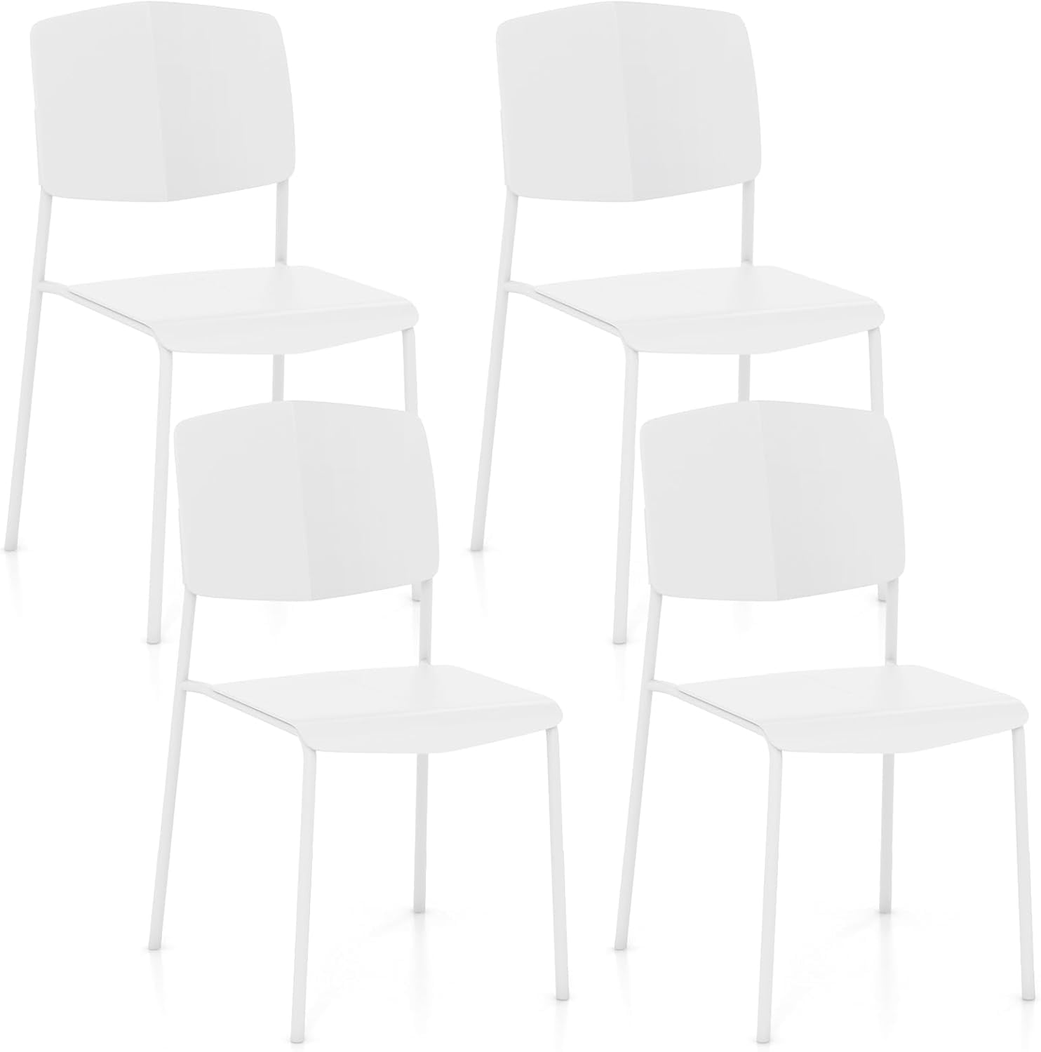 CHAUKY Stackable Dining Chairs Set of 4, Modern Kitchen Chairs w/Metal ...