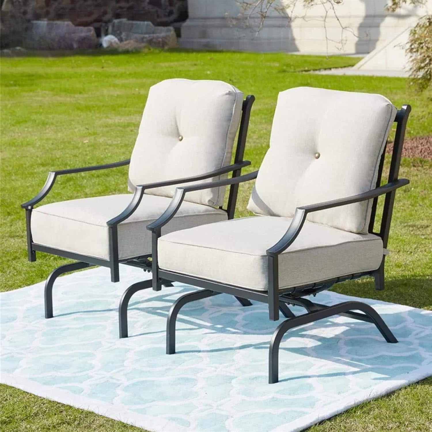 CHAUKY Top Space Rocking Patio Chairs Outdoor Metal Furniture Motion ...