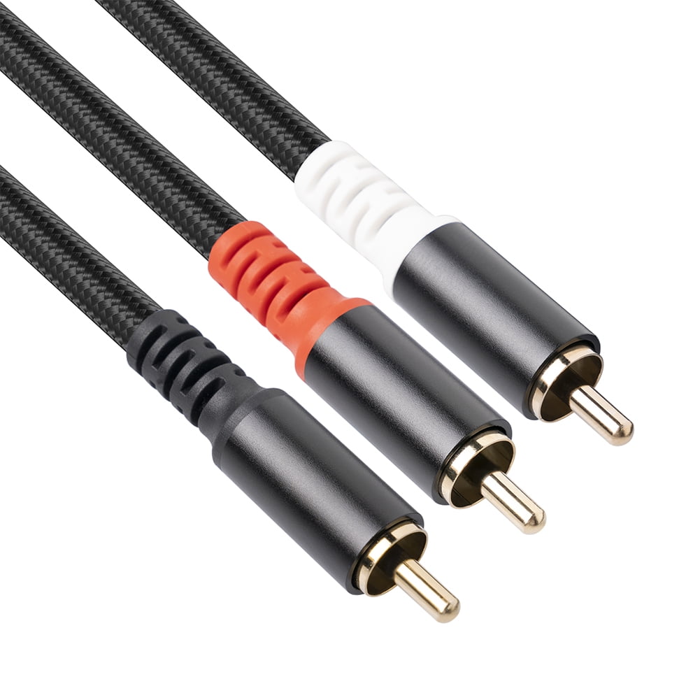 CHAXIN 1/2/3/5M 1 RCA Male To 2 RCA Male Audio Cable with Gold-Plated ...
