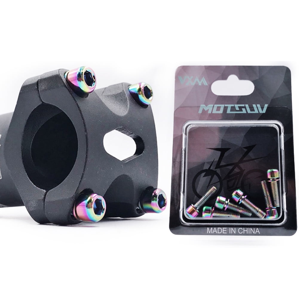 CHAXIN 6pcs Mountain Bike Stem Bolts Titanium Plated M5x18mm Allen Hex ...