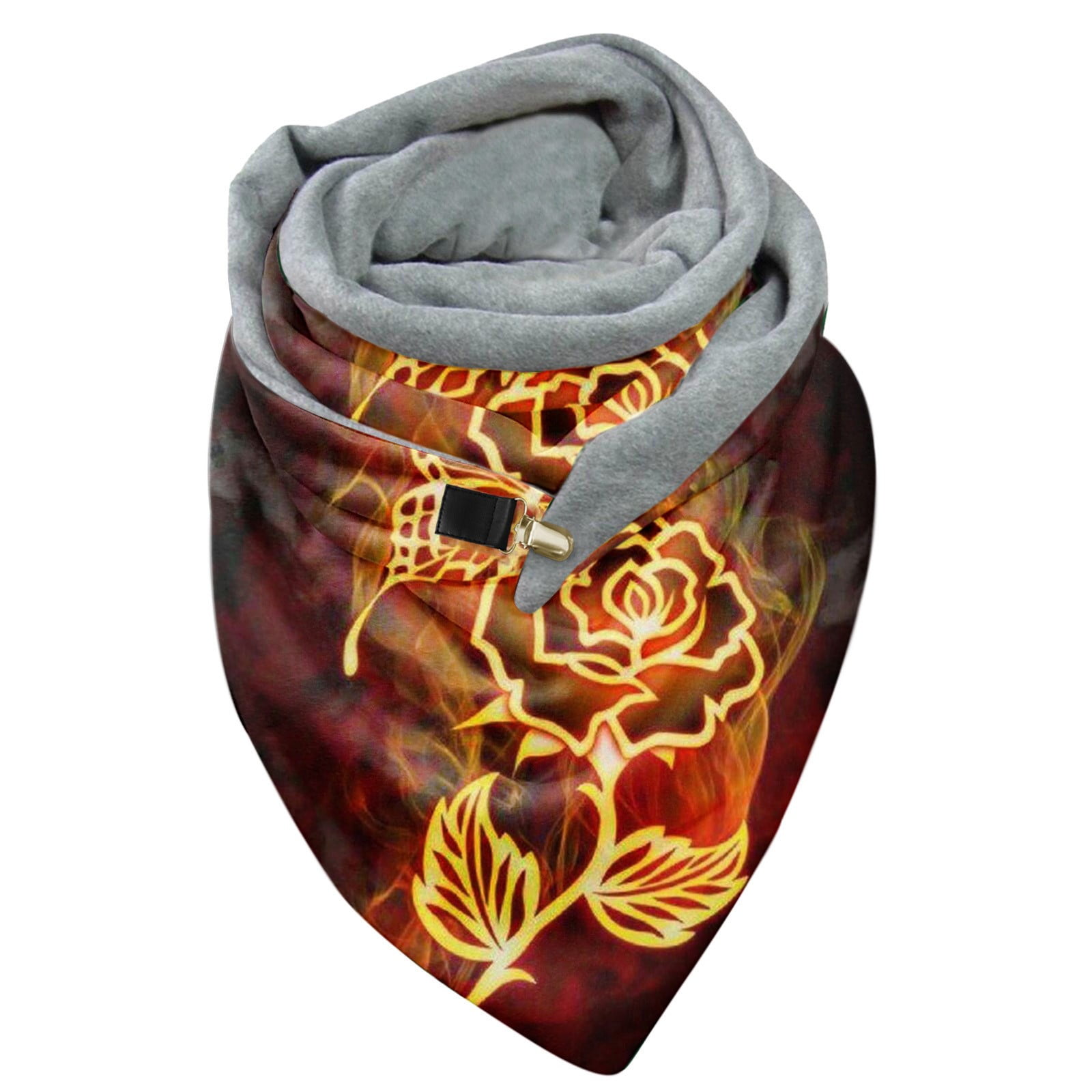 CHAYERL Women's Scarf Warm Windproof Fashion Prints Double Layer Buckle ...