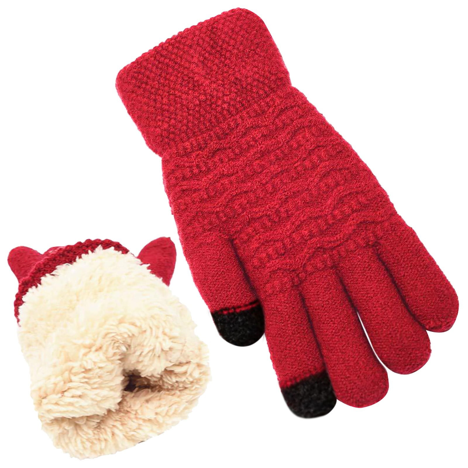 CHAYERL Women's Winter Warm Screen Gloves Womens Thermal Cable Knit ...