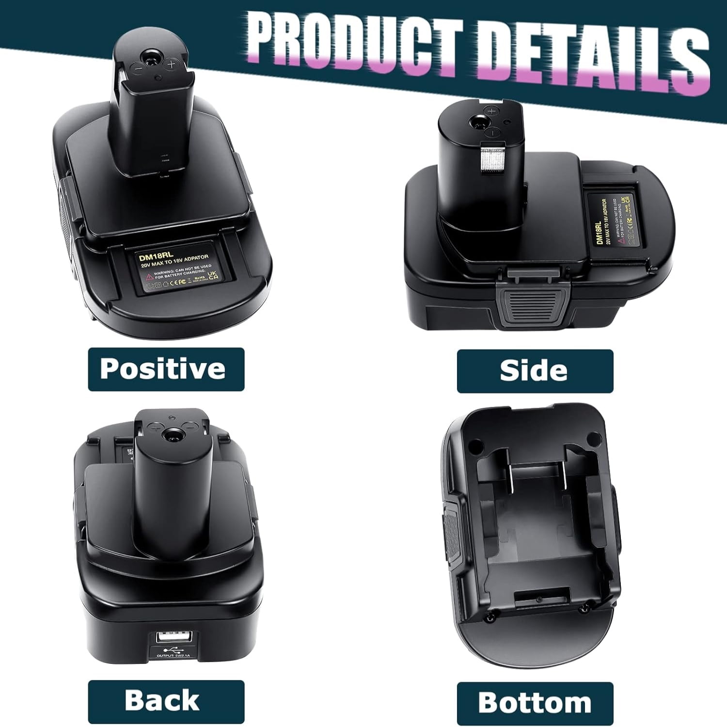 CHAYYAN High Capacity Adapter Converts Dewalt Milwaukee 20V/18V Li-Ion ...