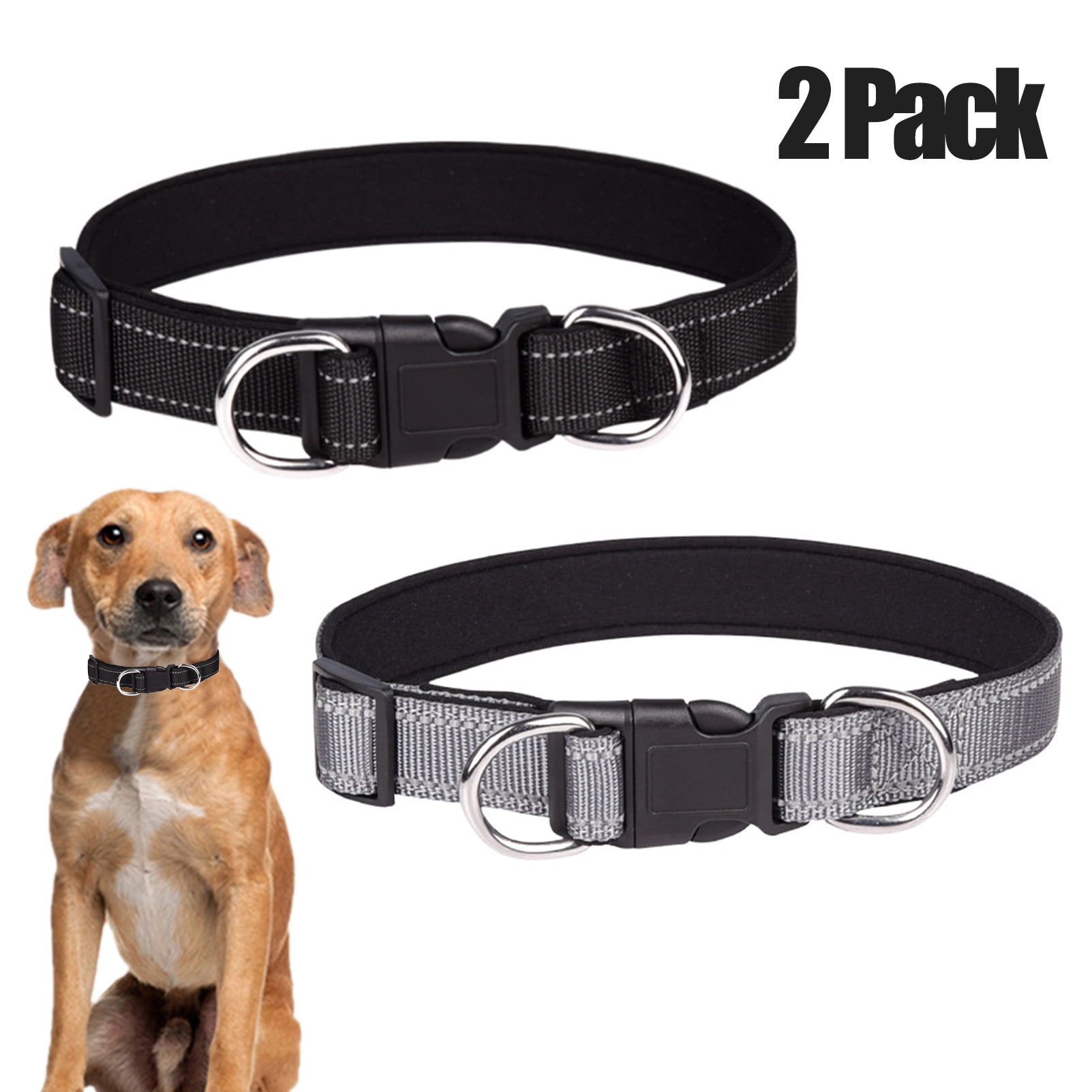 CHBORLESS 2 Pack Reflective Dog Collar Adjustable Nylon Pet Puppy ...