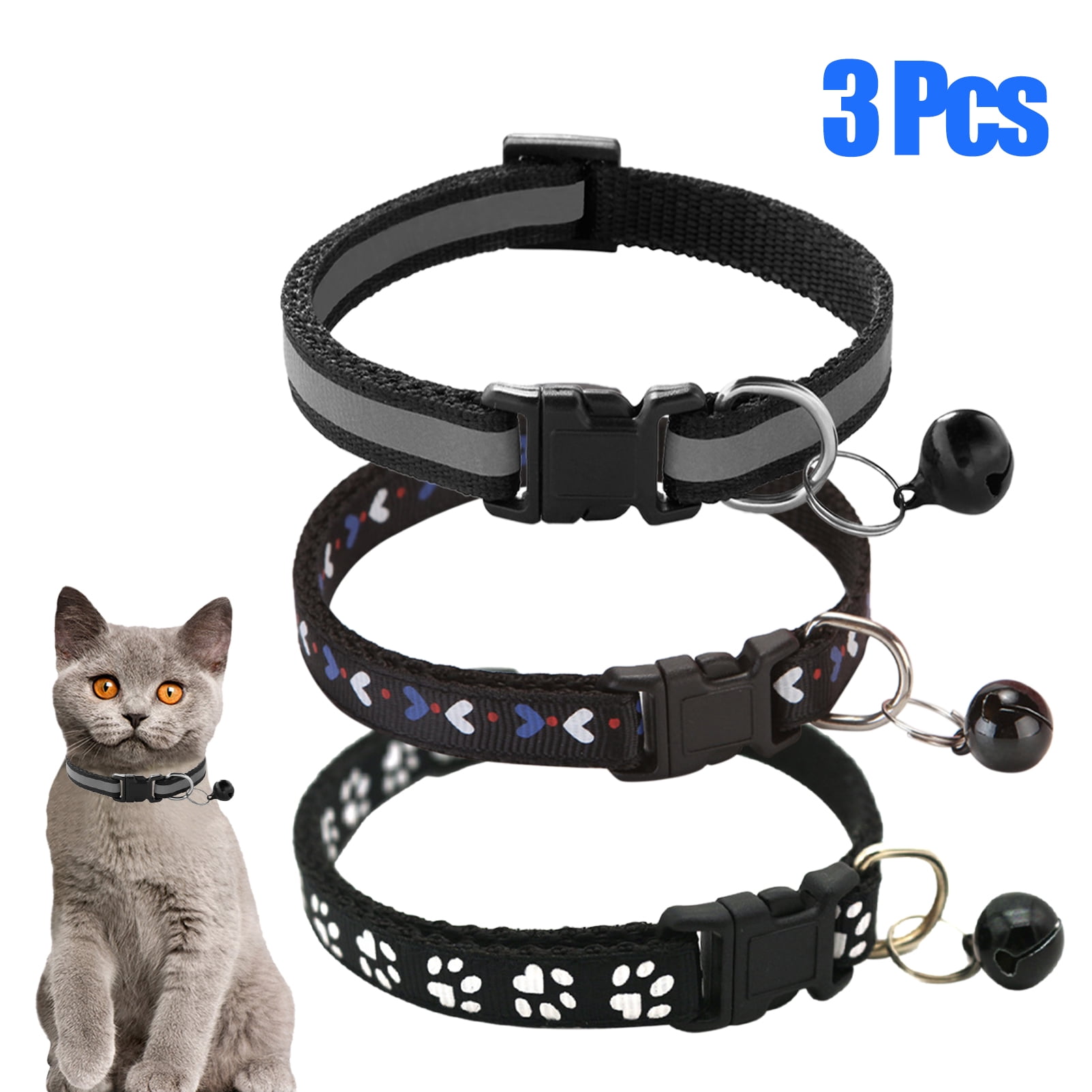 CHBORLESS Nylon Cat Collar Adjustable with Bell, Soft, Breathable ...