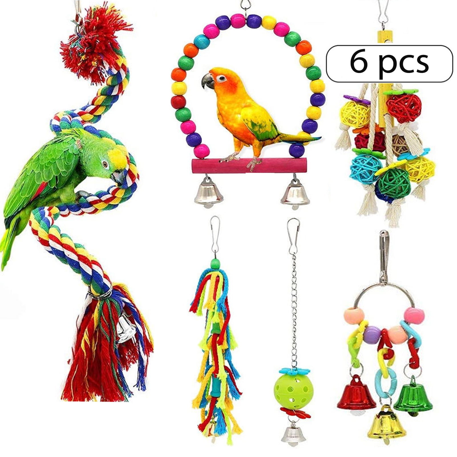 CHBORLESS Bird Parakeet Toy for Swing Hanging Standing Chewing Hammock ...