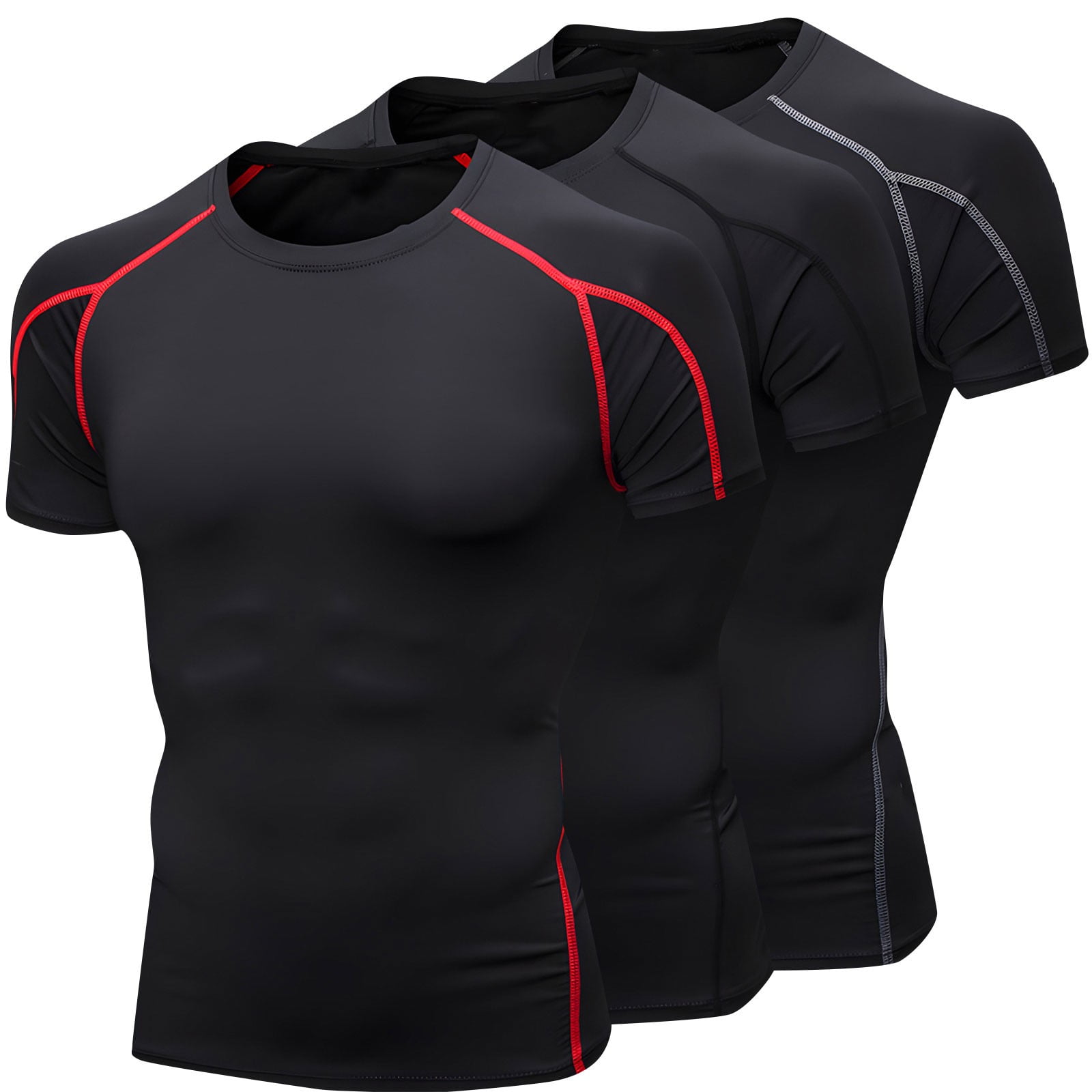 CHCNHAC 3 Pack Compression Shirts for Men Short Sleeve Workout Shirt ...