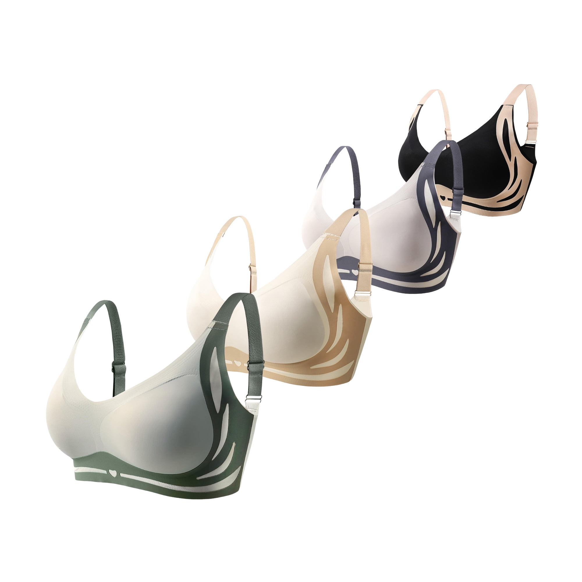 CHCNHAC 4 Pack Caralush Pushup Bra for Women Lushfitting Powerful Push-up Seamless Bra Older ...
