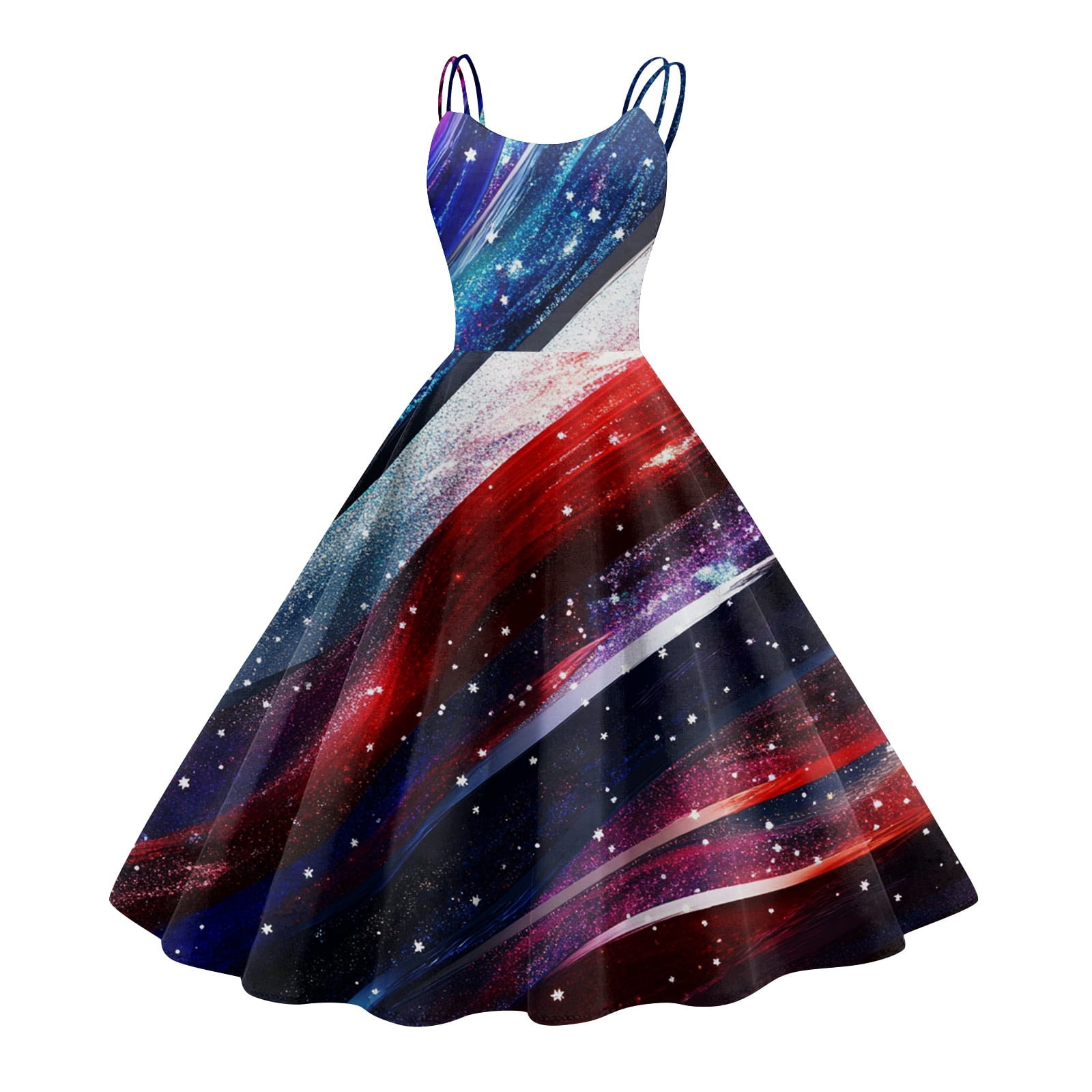 CHCNHAC 4th Of July 1950s Dresses for Women Red White and Blue Graphic ...