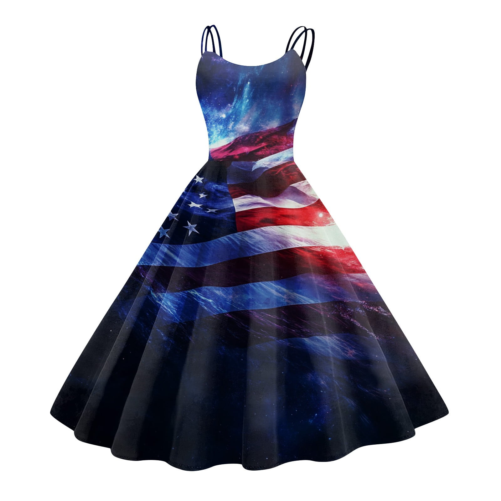 CHCNHAC 4th Of July Hepburn Dress for Women Stars and Stripes Graphic ...