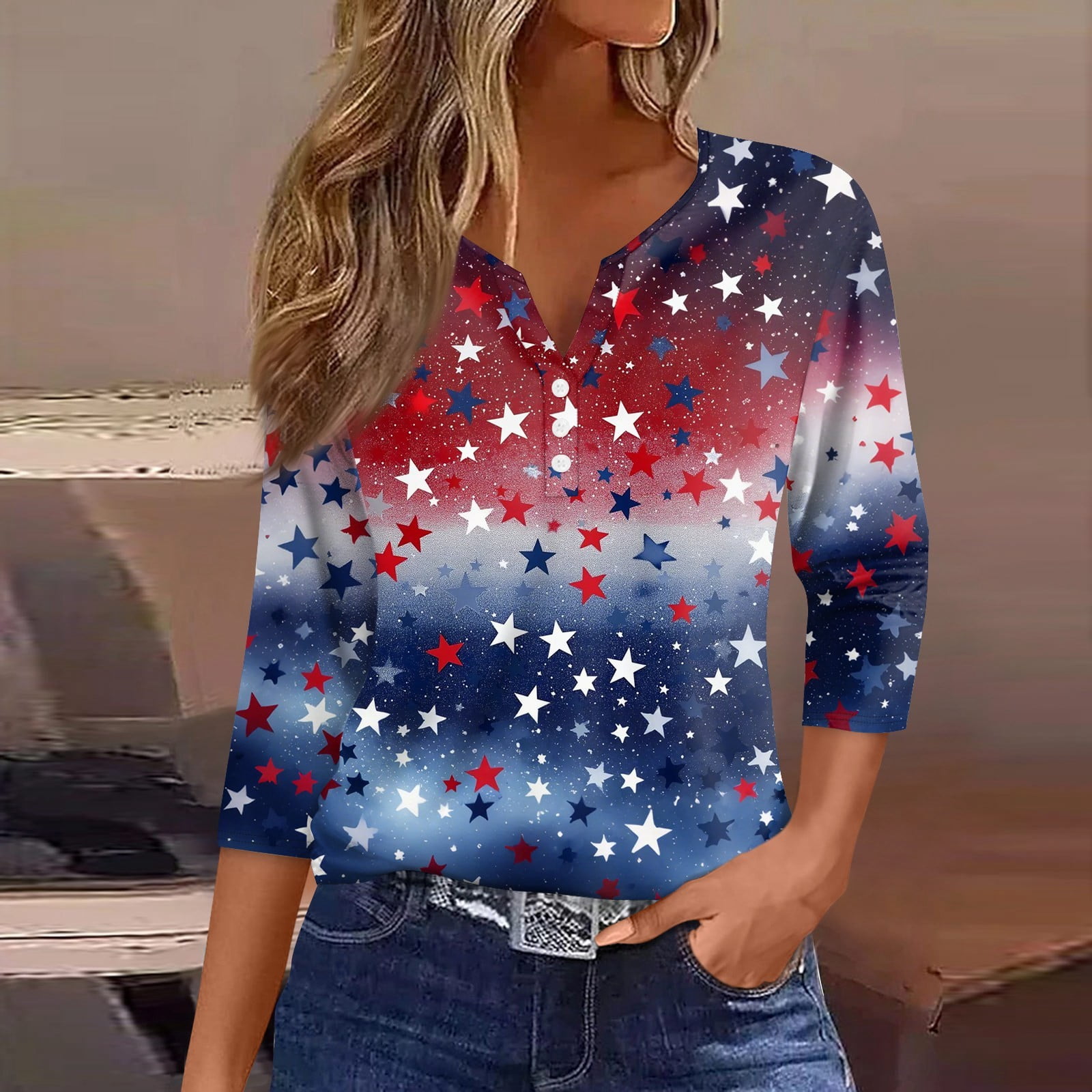 CHCNHAC 4th Of July Shirts for Women Trendy American Flag Printed Top ...