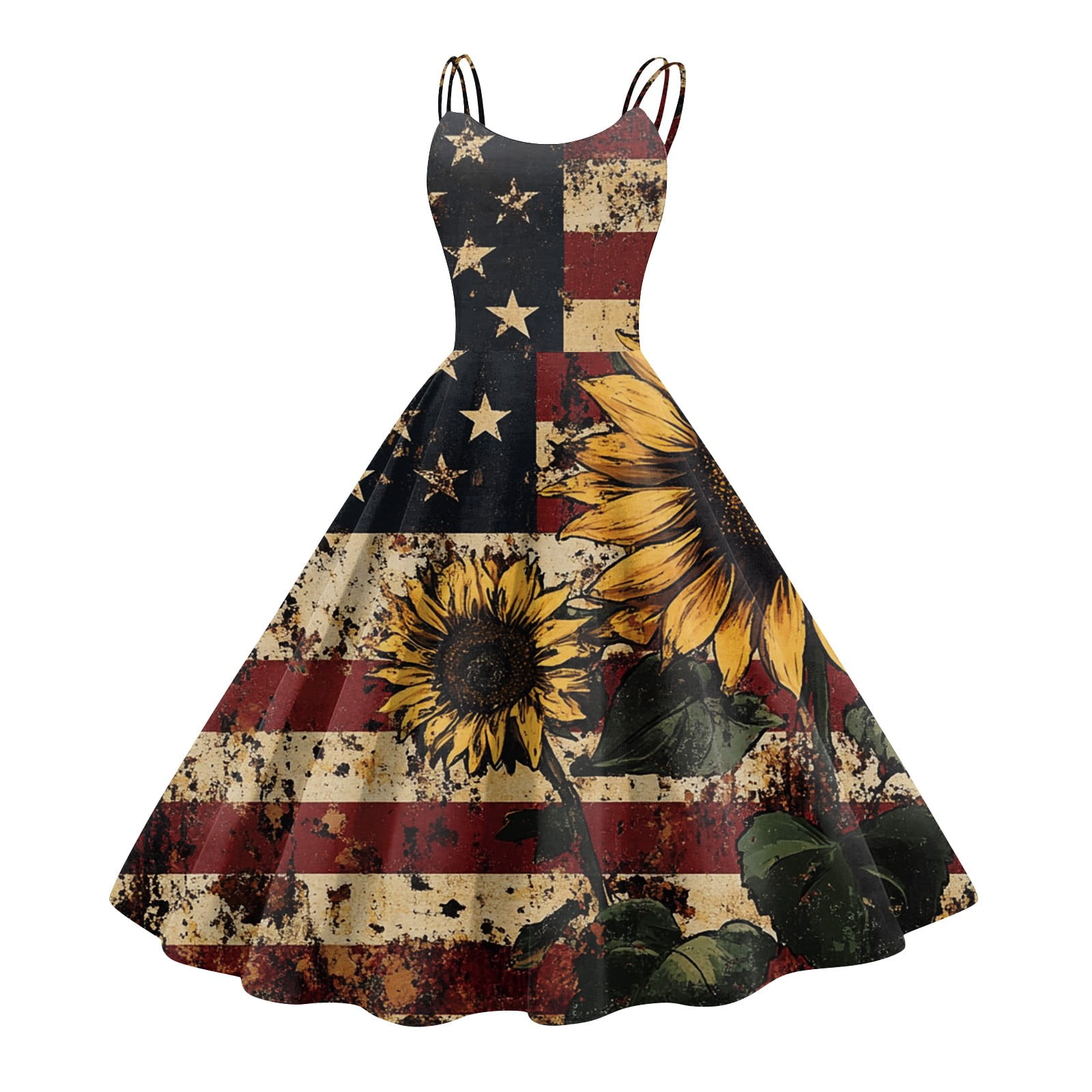 CHCNHAC 4th Of July Hepburn Dress for Women Stars and Stripes Patriotic ...