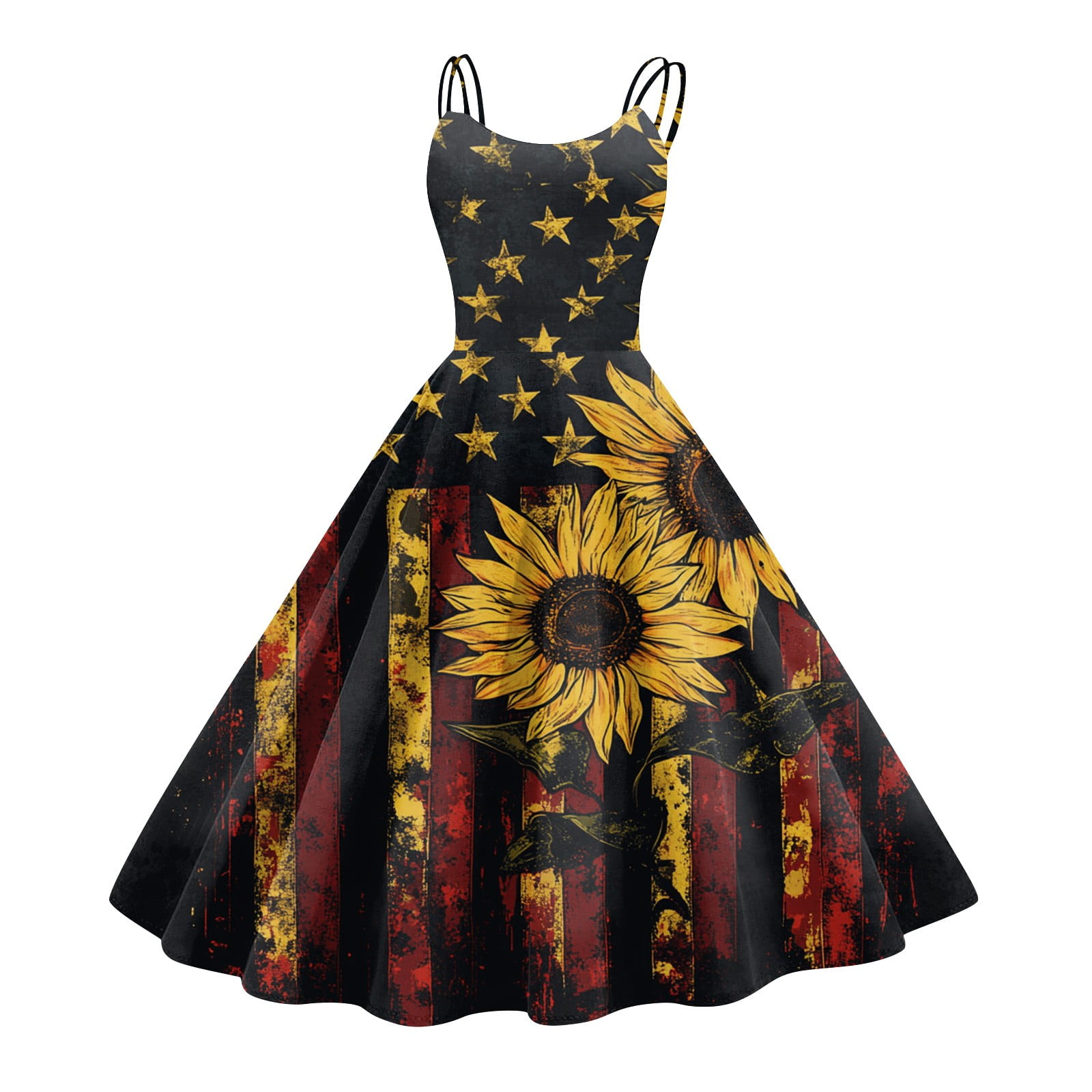 CHCNHAC 4th Of July Hepburn Dress for Women Stars and Stripes Print ...