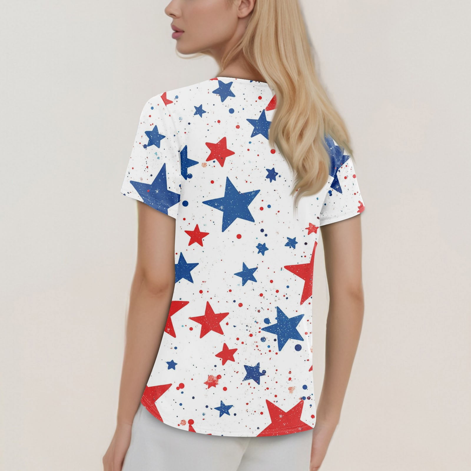 CHCNHAC 4th Of July Scrub Tops Women Stars and Stripes Graphic Scrub ...