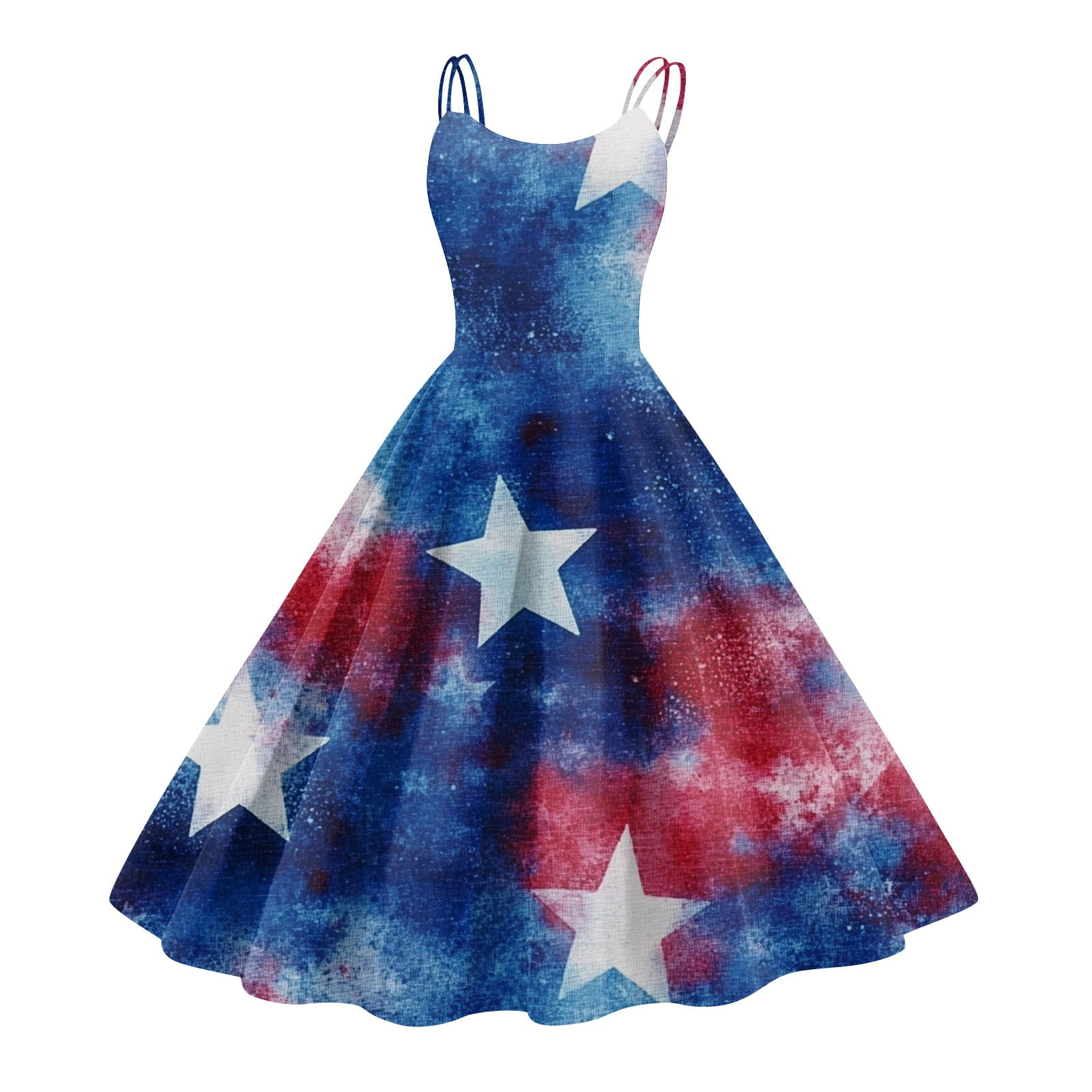 CHCNHAC American Flag Hepburn Dress for Women Independence Day Flowy ...