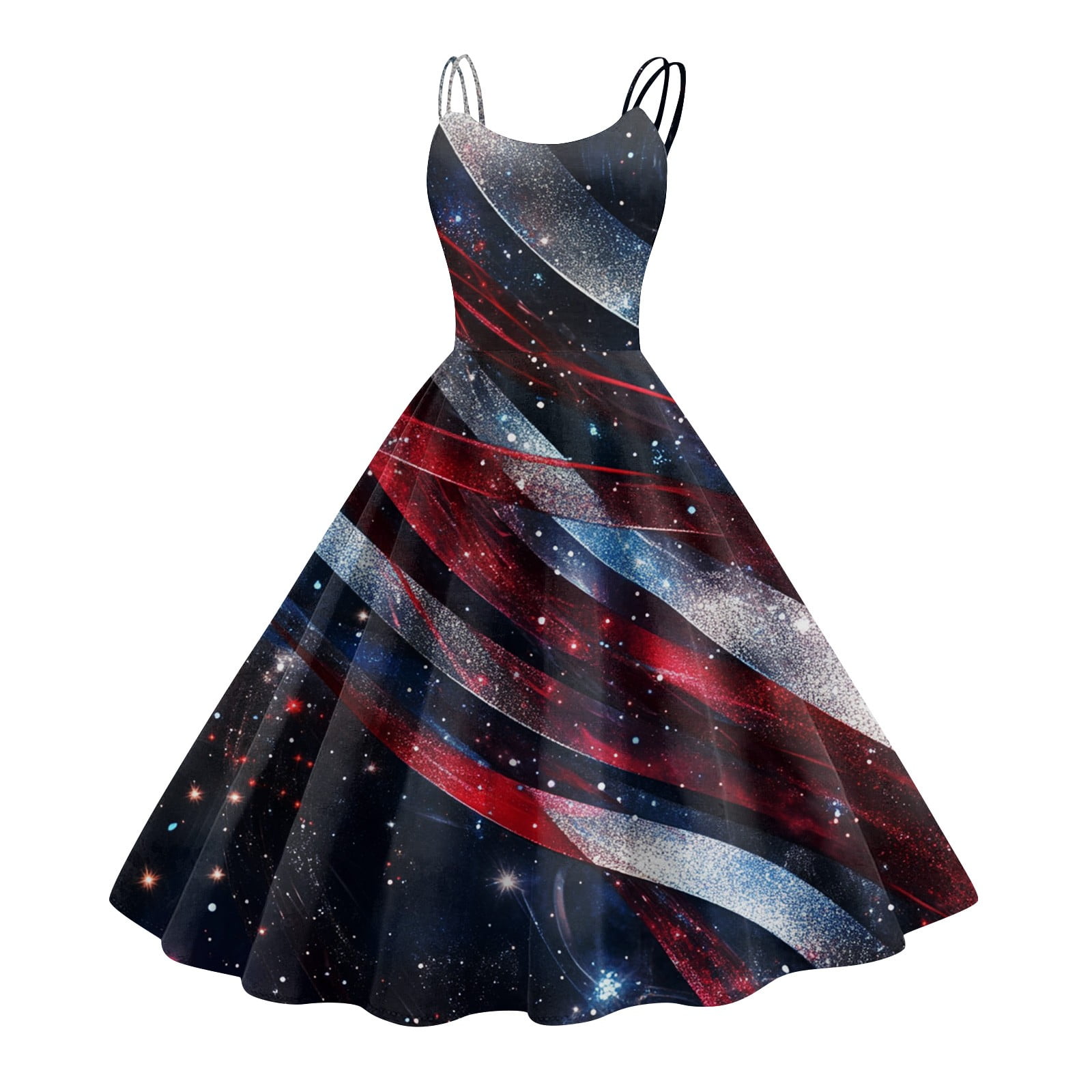 CHCNHAC American Flag Hepburn Dress for Women Independence Day Swing ...