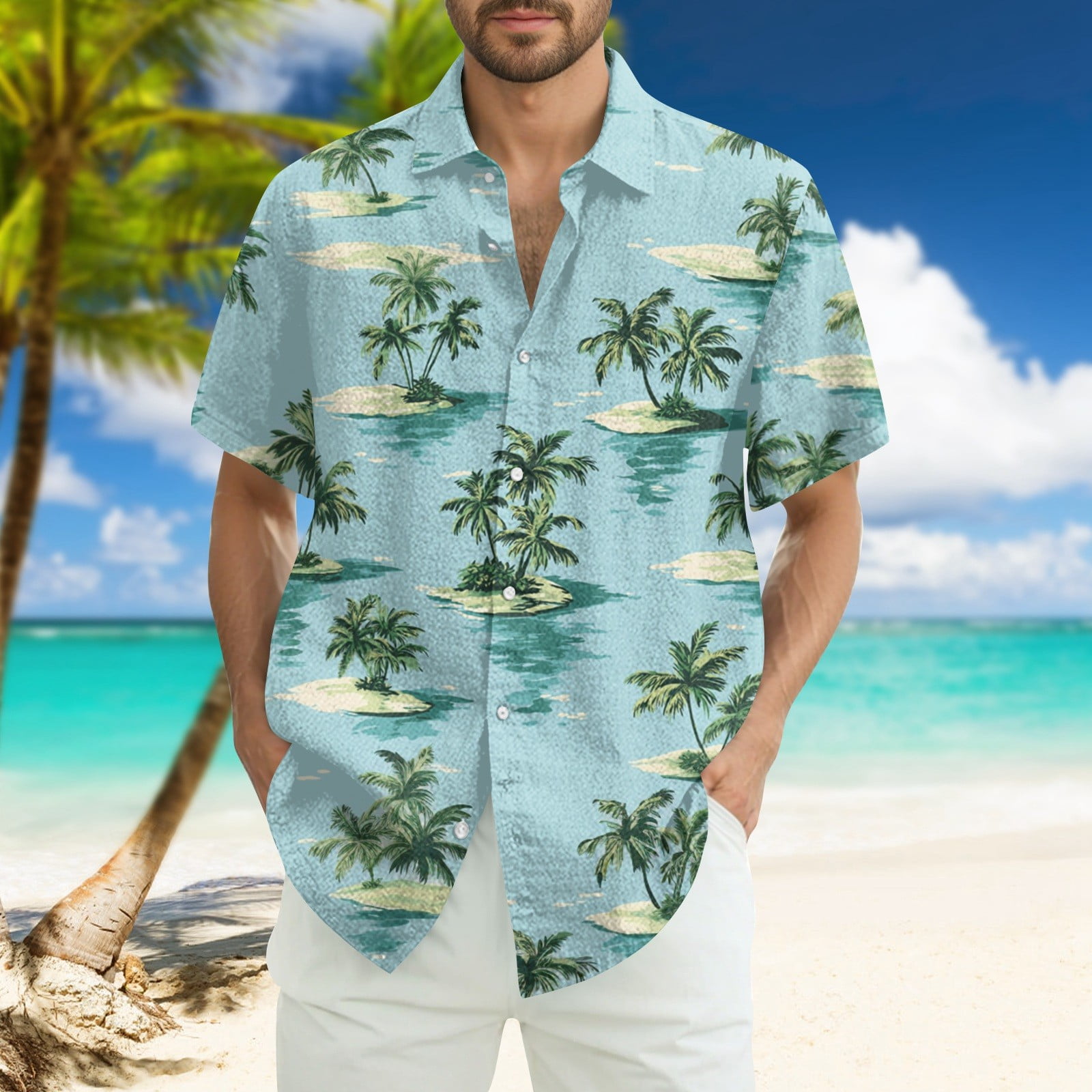 CHCNHAC Beach Shirts for Men Summer Short Sleeve Button Down Floral ...