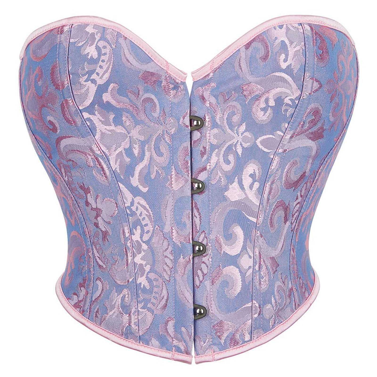 CHCNHAC Blue Bustier Tops for Women Satin Boned Lace Corset Tops Sexy ...