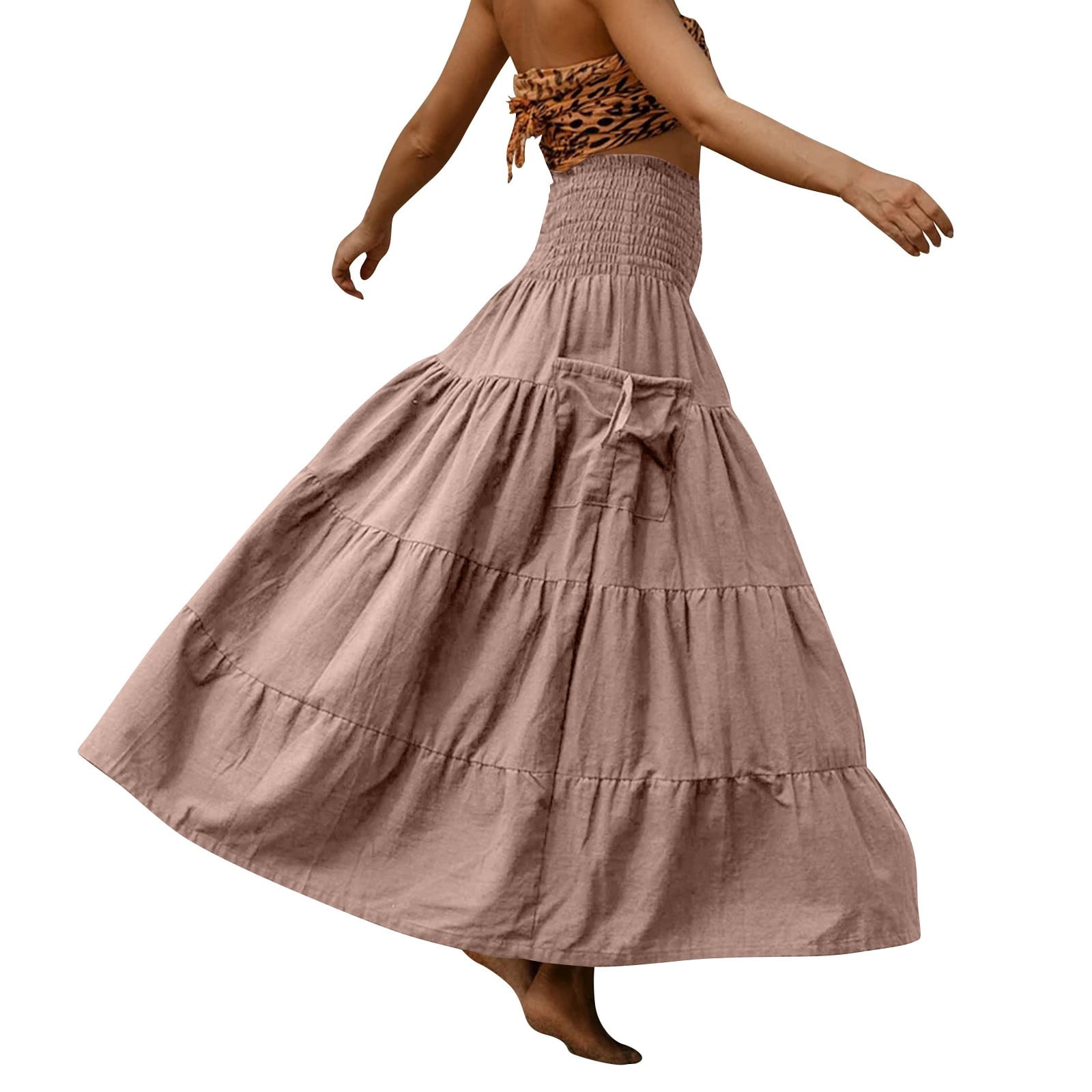 CHCNHAC Boho Maxi Skirt for Women Flowy High Waist Long Skirt Cute ...