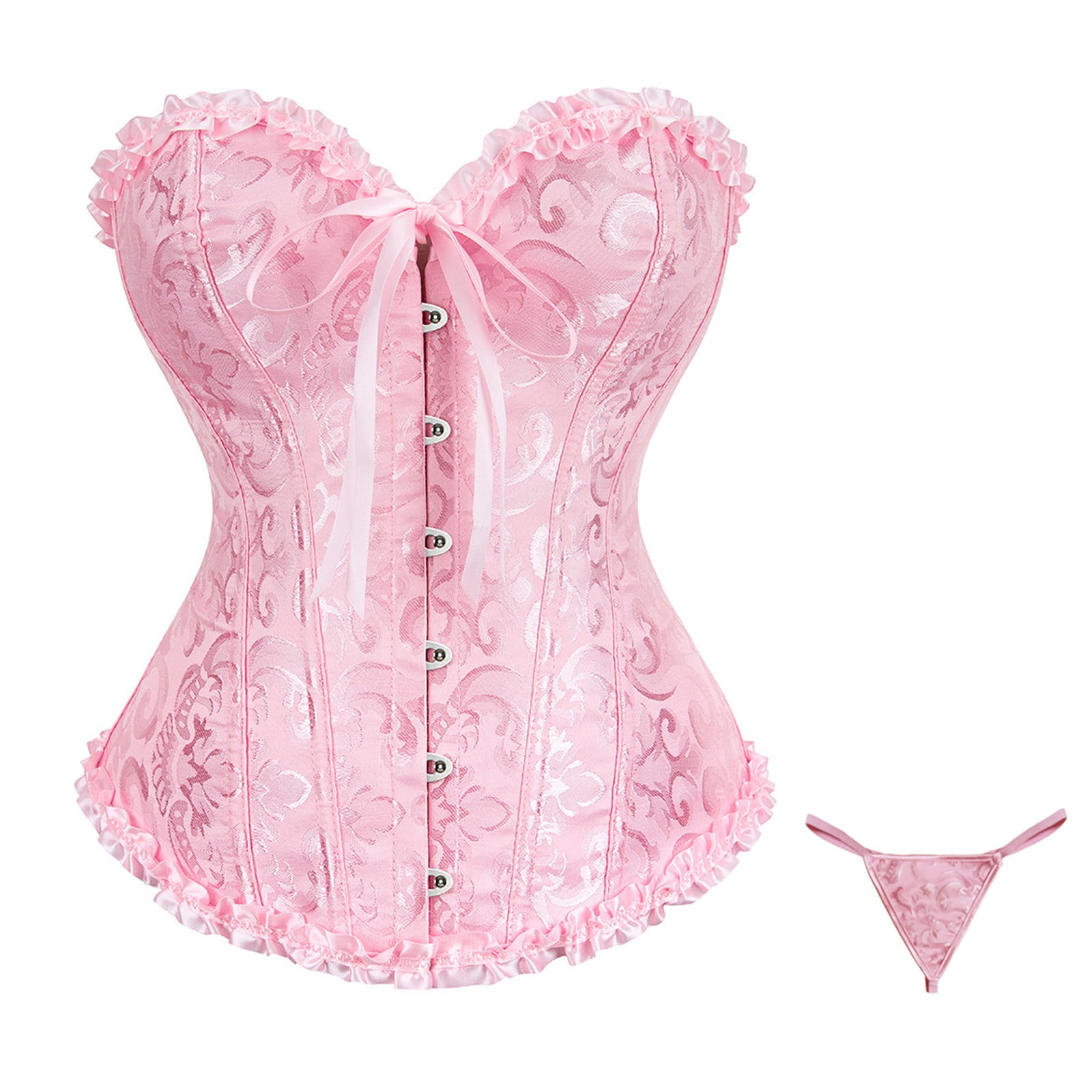 CHCNHAC Corset Lingerie for Women Satin Boned Lace Renaissance Corset ...