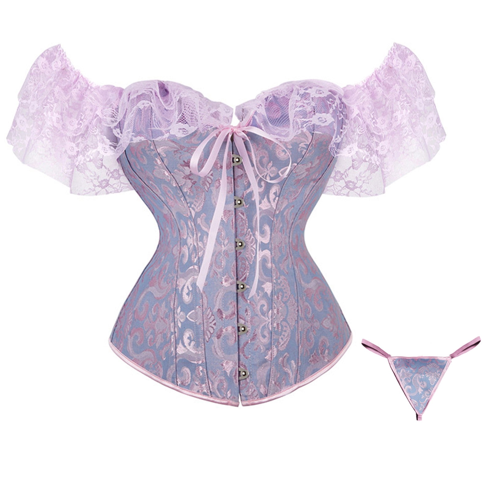 CHCNHAC Corset Tops for Women Cute Satin Lace Corset Shapewear Floral ...