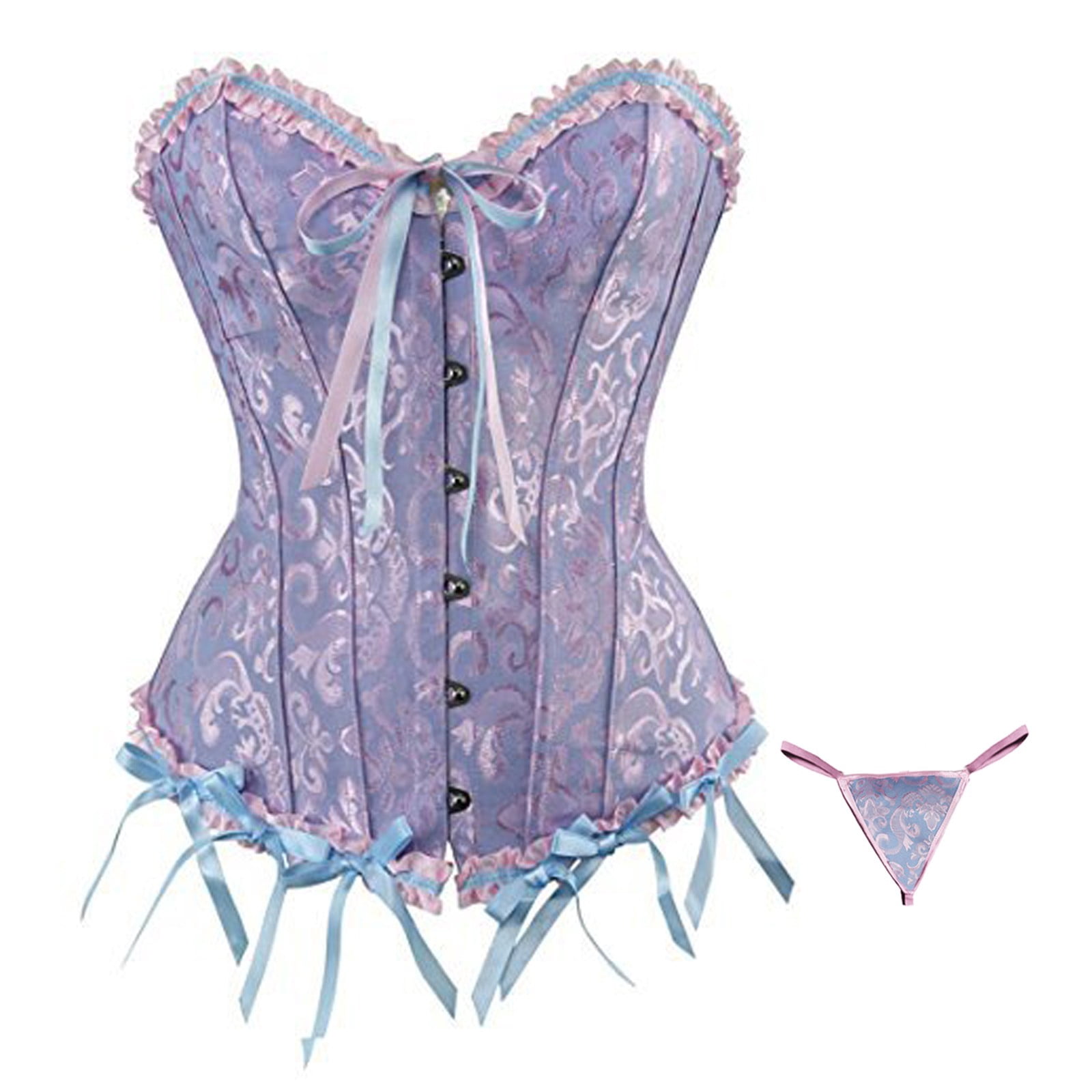 CHCNHAC Corset Tops for Women Floral Trim Corset Shapewear Cute Satin ...