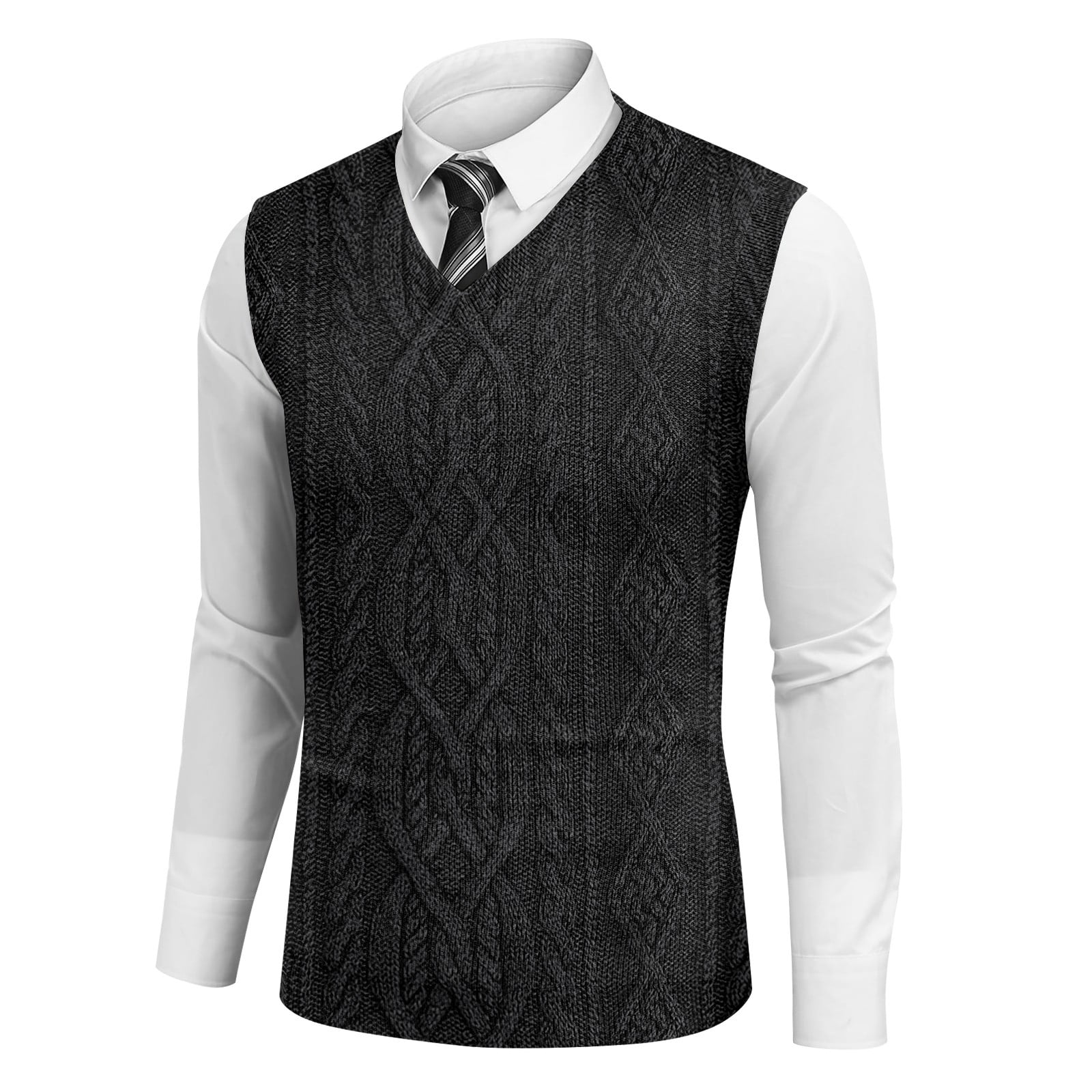 CHCNHAC Dark Purple Sweater Vest for Men V Neck Relaxed Fit Pullover ...