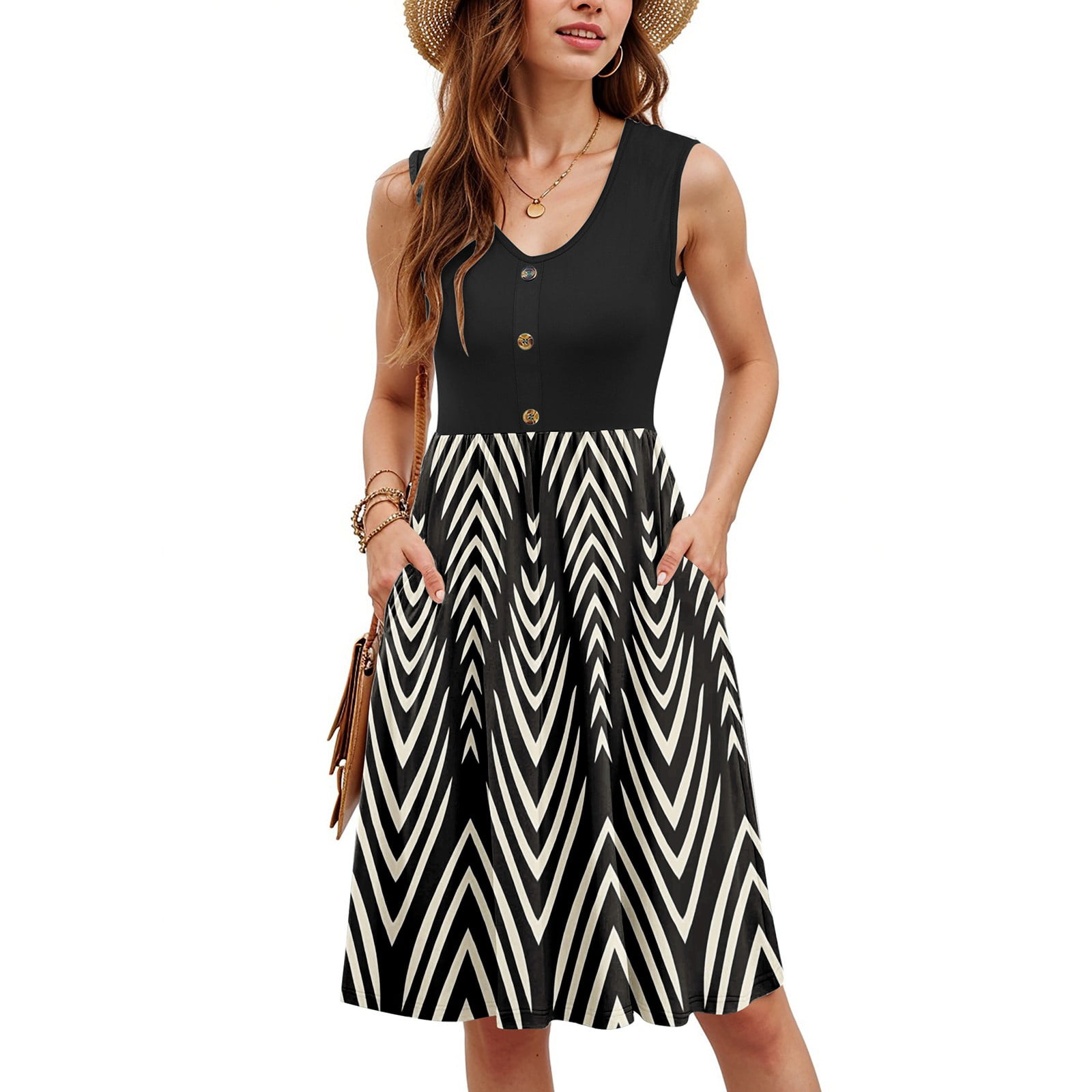 CHCNHAC Floral Midi Dresses For Women 2025 Swing Flowy Modest Dresses ...