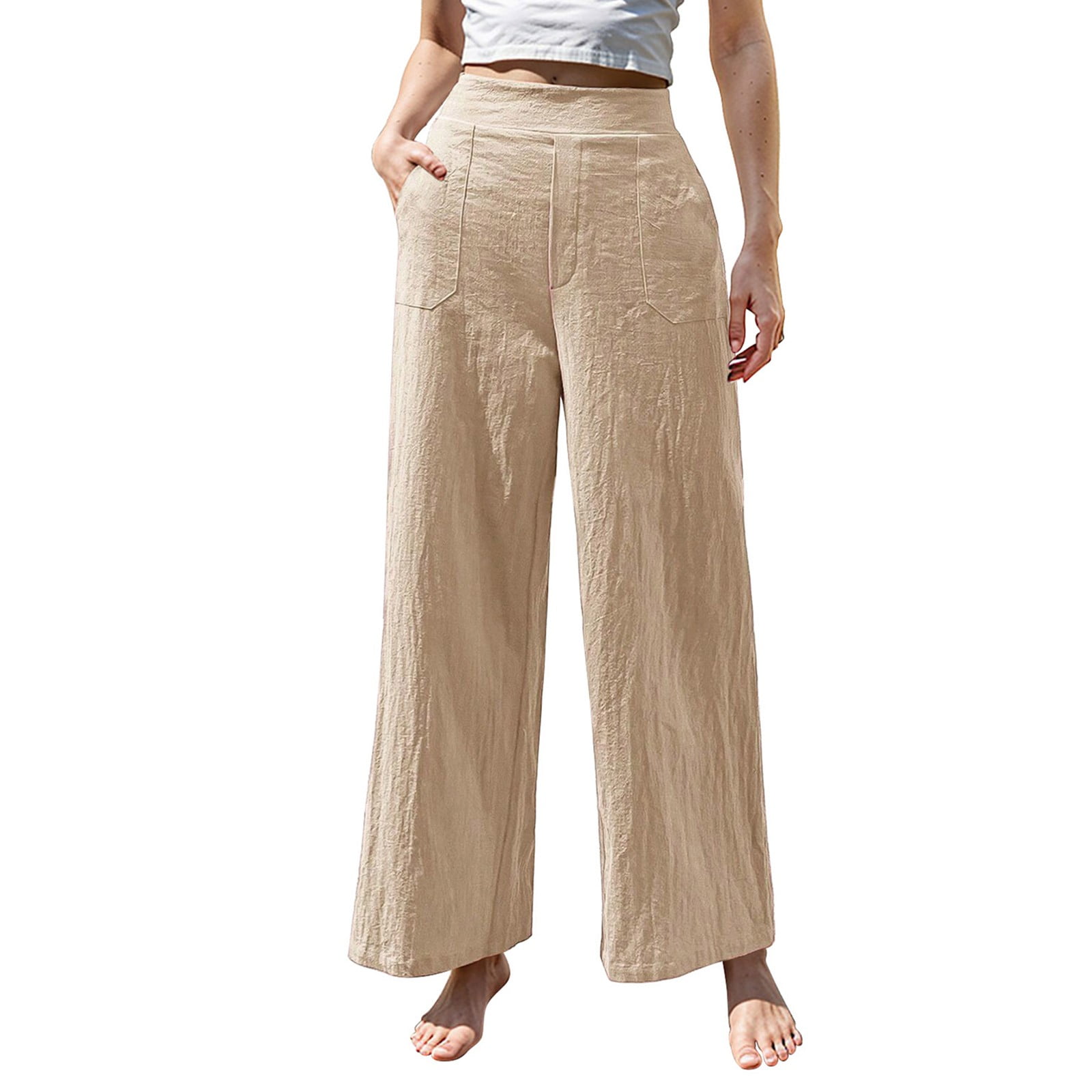 CHCNHAC Flowy Pants for Women Baggy Palazzo Boho Pants Wide Leg High ...