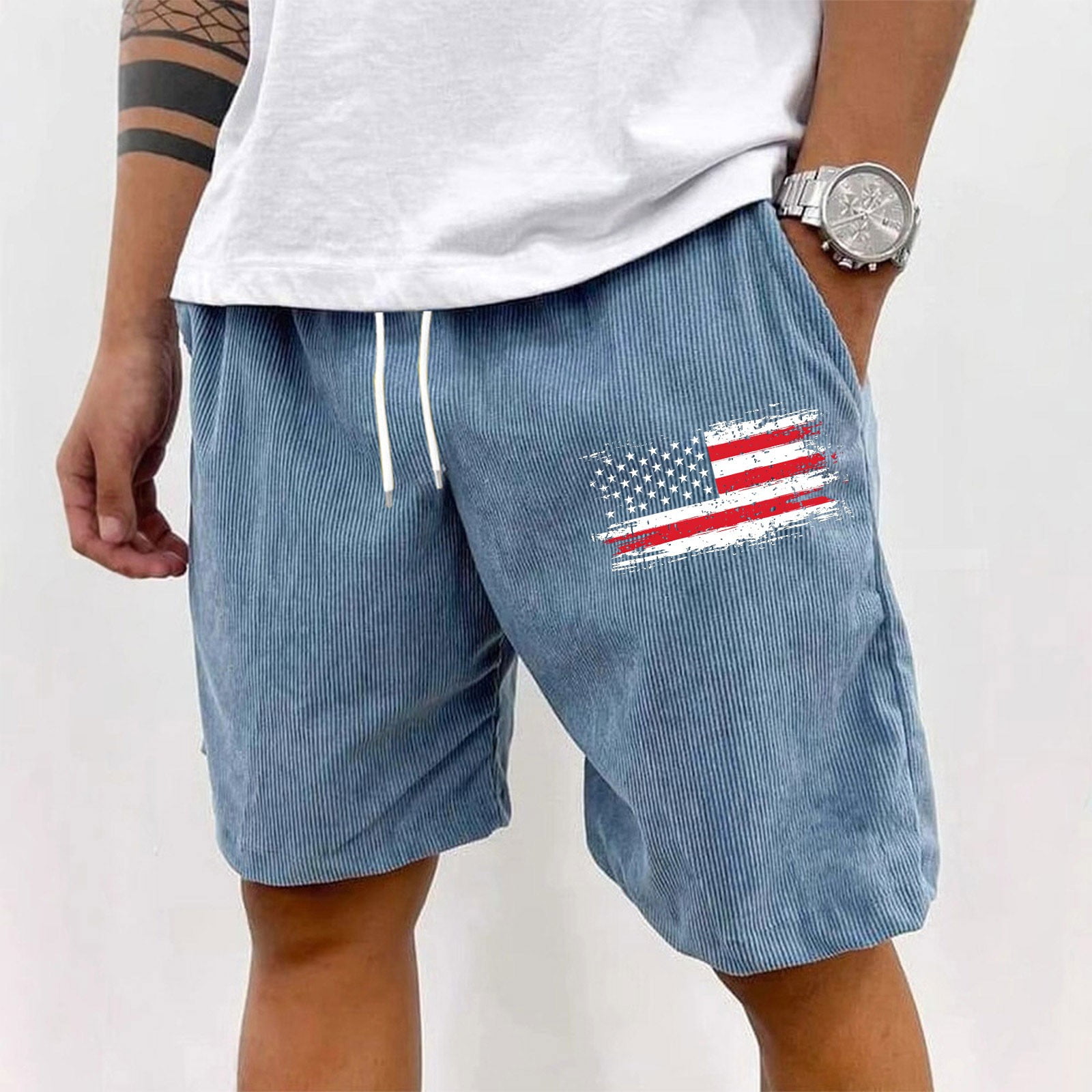 CHCNHAC Fourth Of July Mens Corduroy Shorts 1776 Independence Day ...