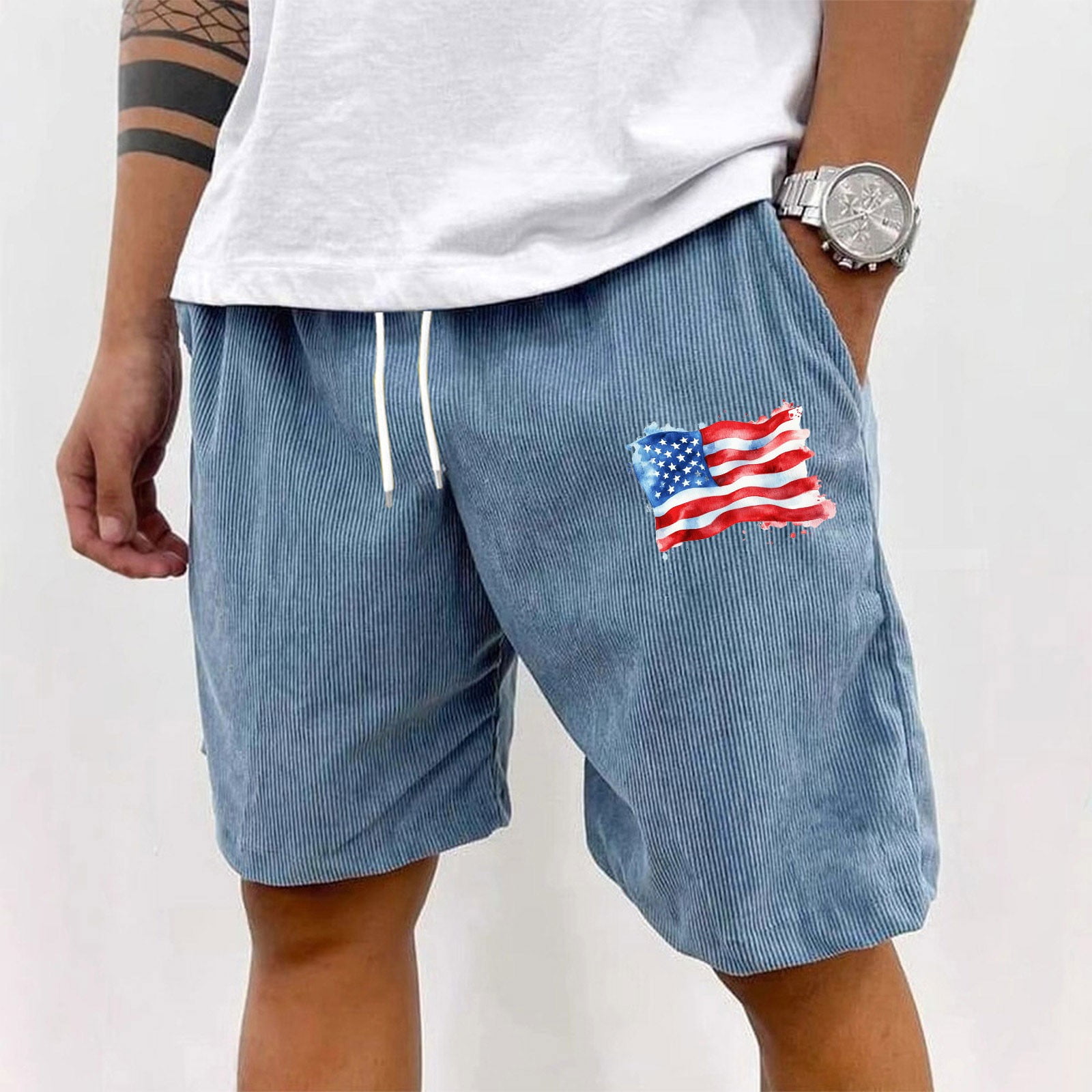 CHCNHAC Fourth Of July Mens Summer Shorts 1776 Independence Day Stars ...