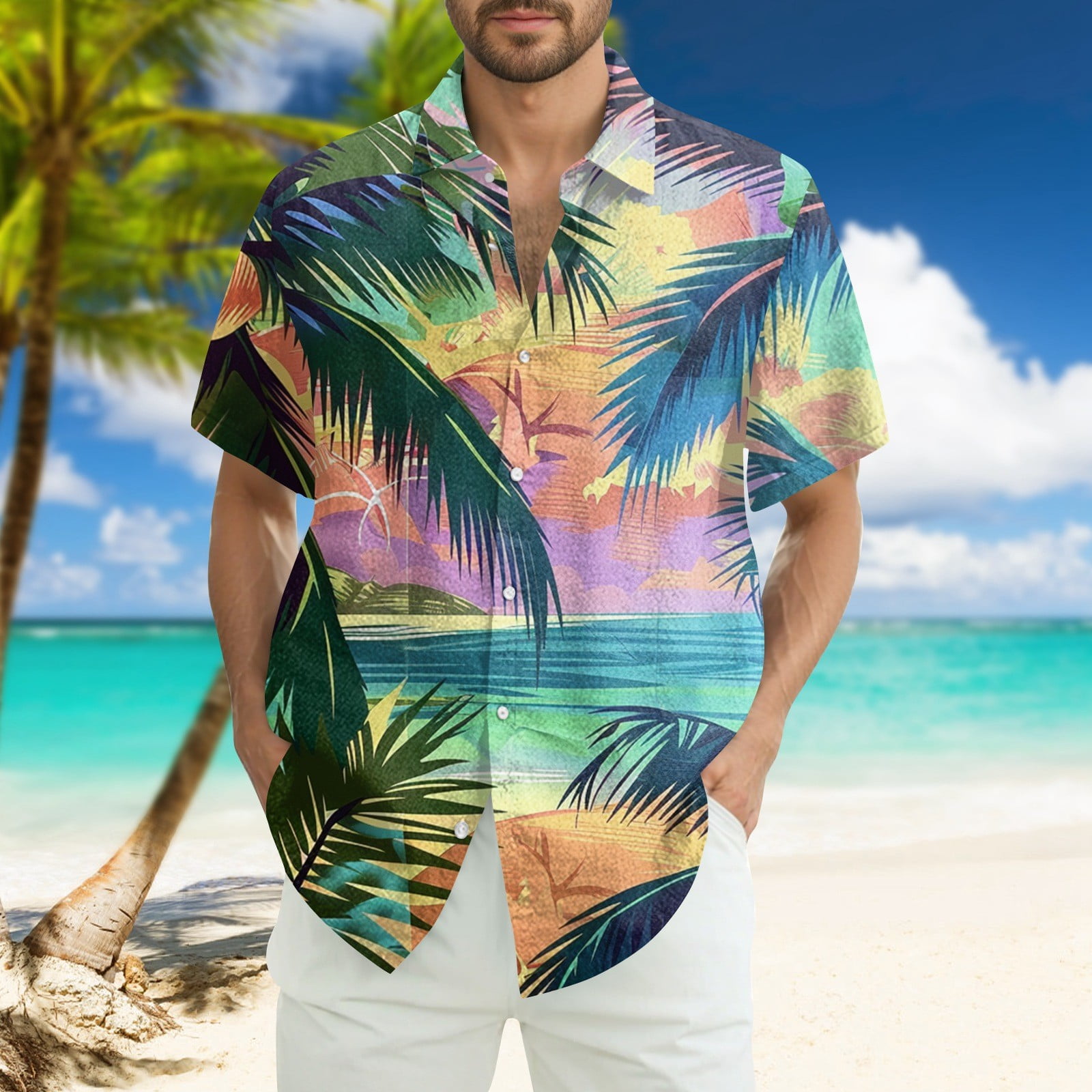 CHCNHAC Funny Hawaiian Shirts for Men Summer Short Sleeve Button Down ...