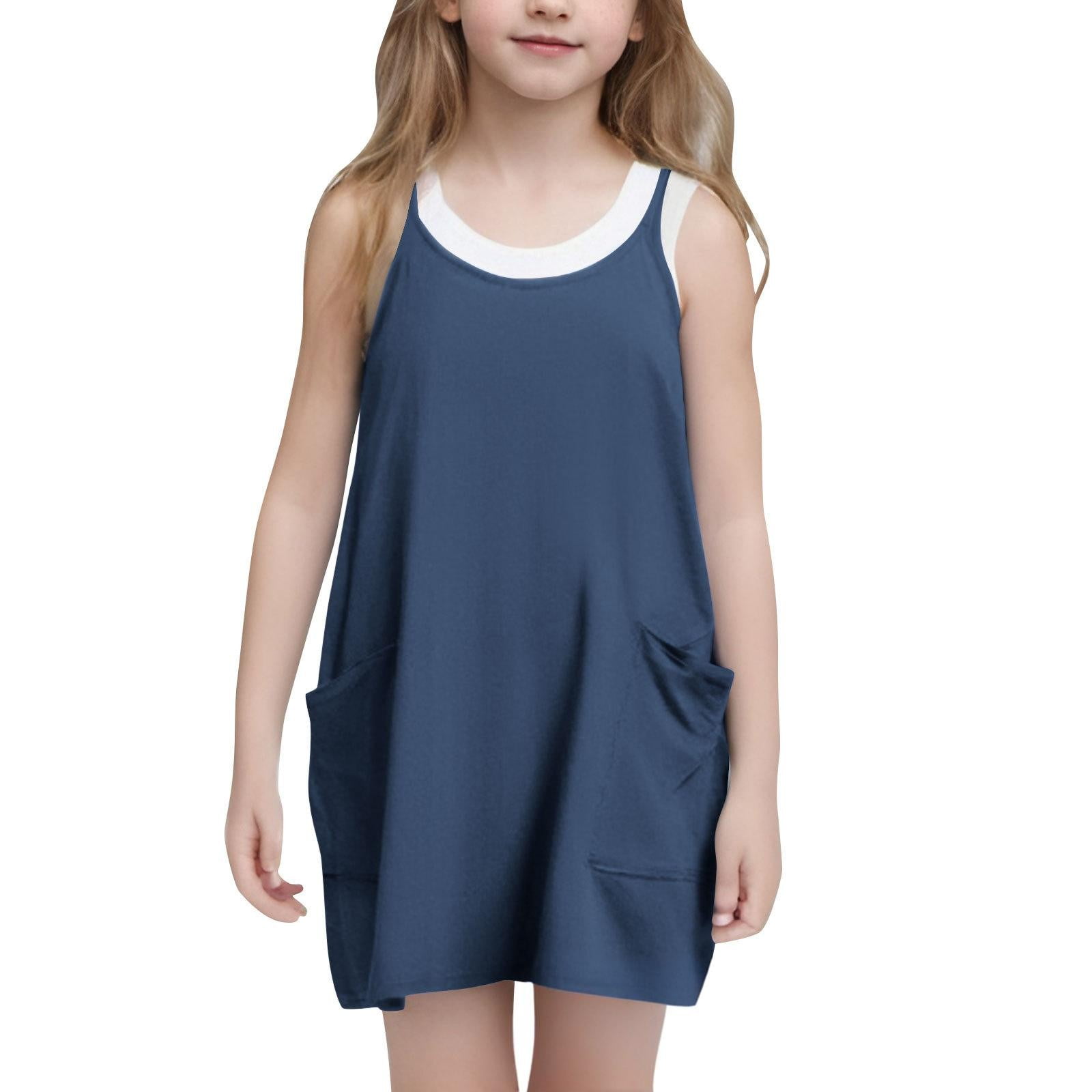 CHCNHAC Girls Athletic Mini Dresses Built-In Shorts Casual Summer ...