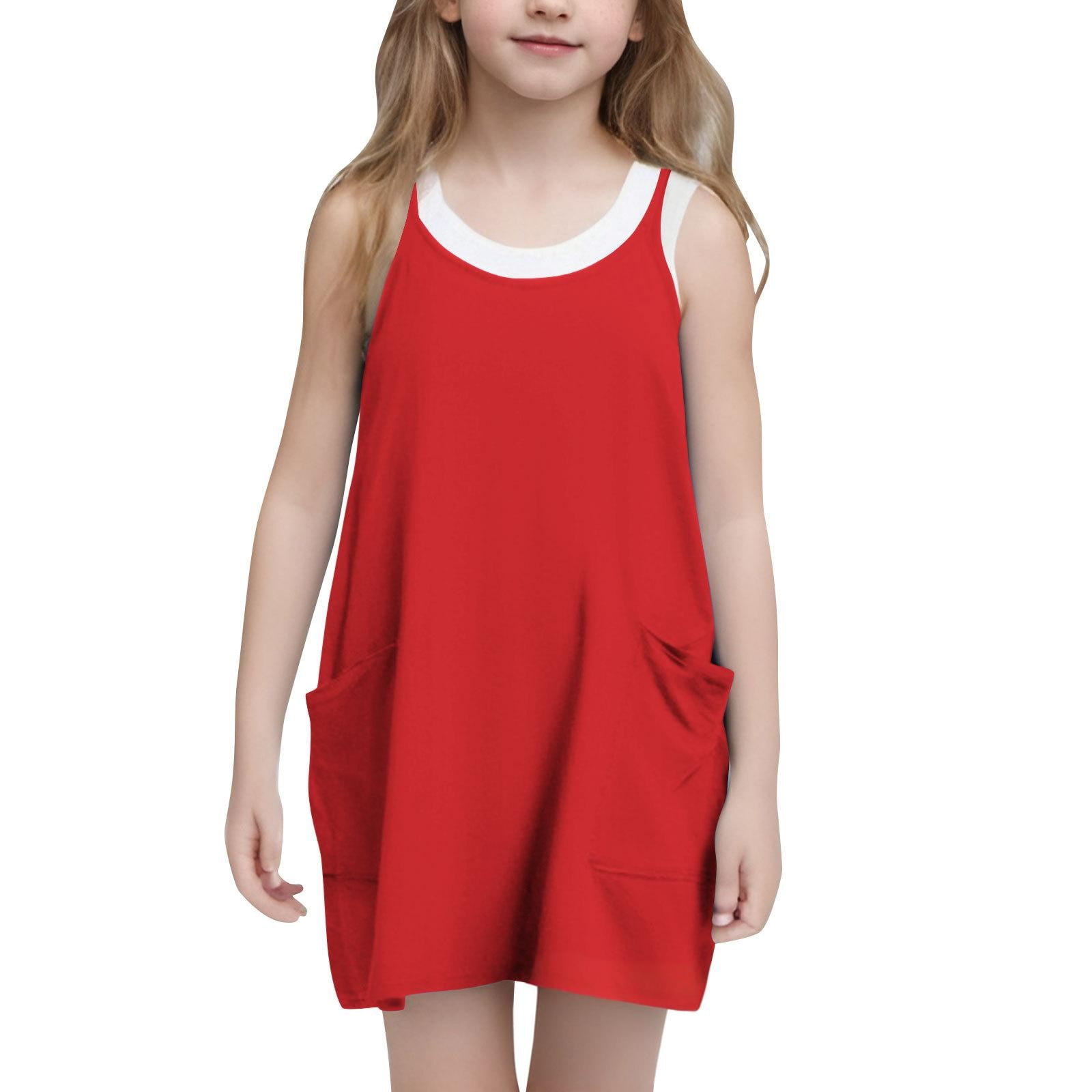 CHCNHAC Girls' Casual Summer Dress Summer Casual Adjustable Strap ...