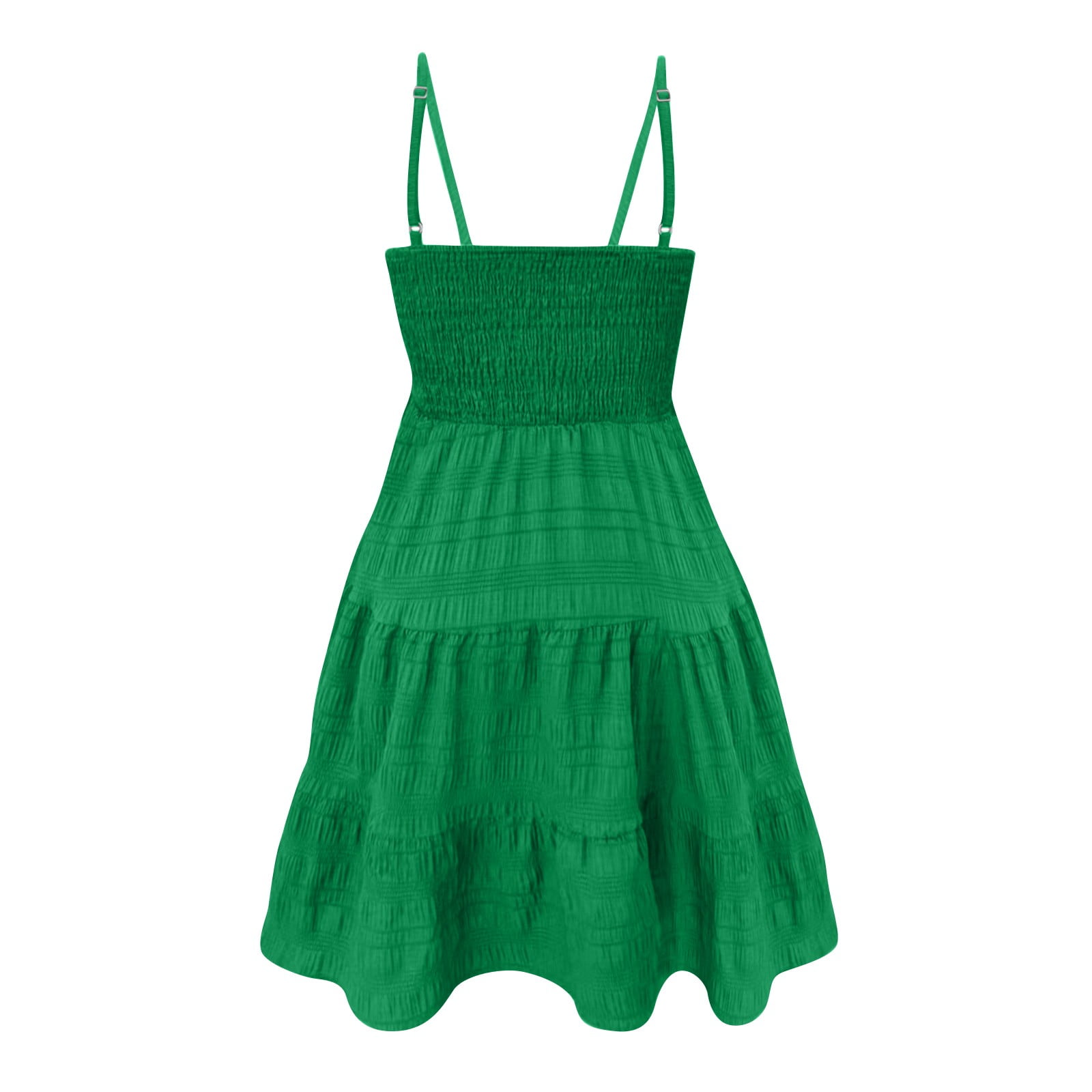 CHCNHAC Green Slip Dresses for Women A-Line Swing Flowy Smocked Dress ...