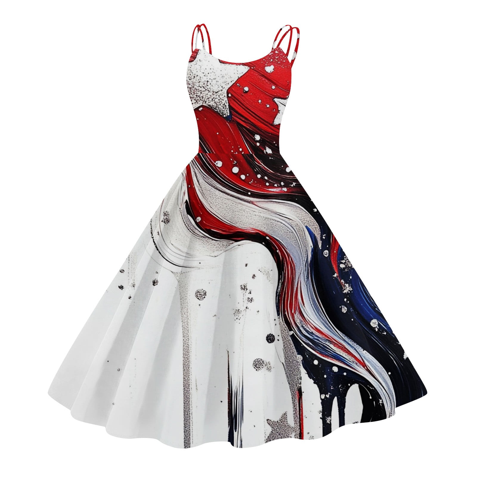 CHCNHAC Independence Day Hepburn Dress for Women American Flag ...