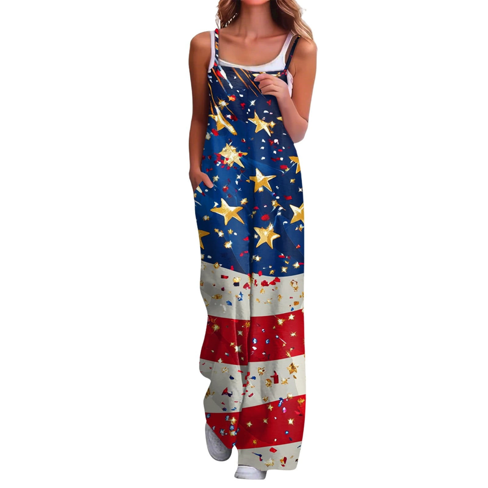 CHCNHAC Independence Day Jumpsuits for Women Comfy Patriotic Jumpsuits ...
