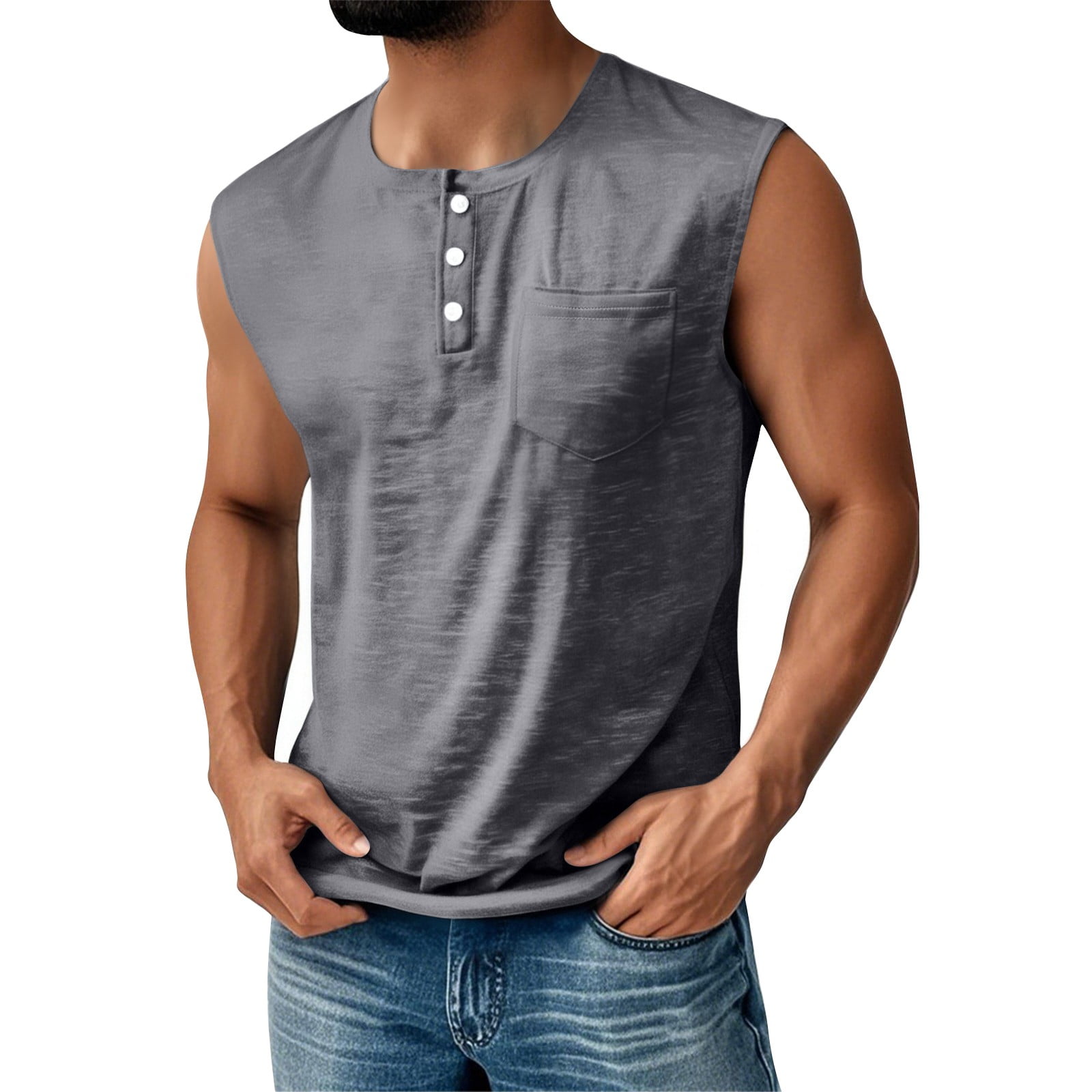 CHCNHAC Men's Big and Tall Tank Tops Casual muscle Henley Tops Summer ...