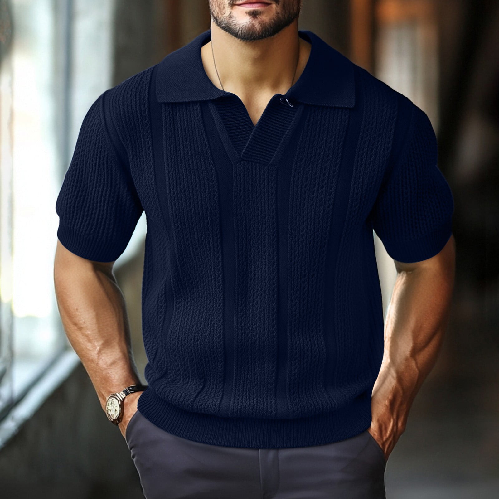 CHCNHAC Men's Polo Shirts Short Sleeve Casual Polo T Shirts Slim Fit ...