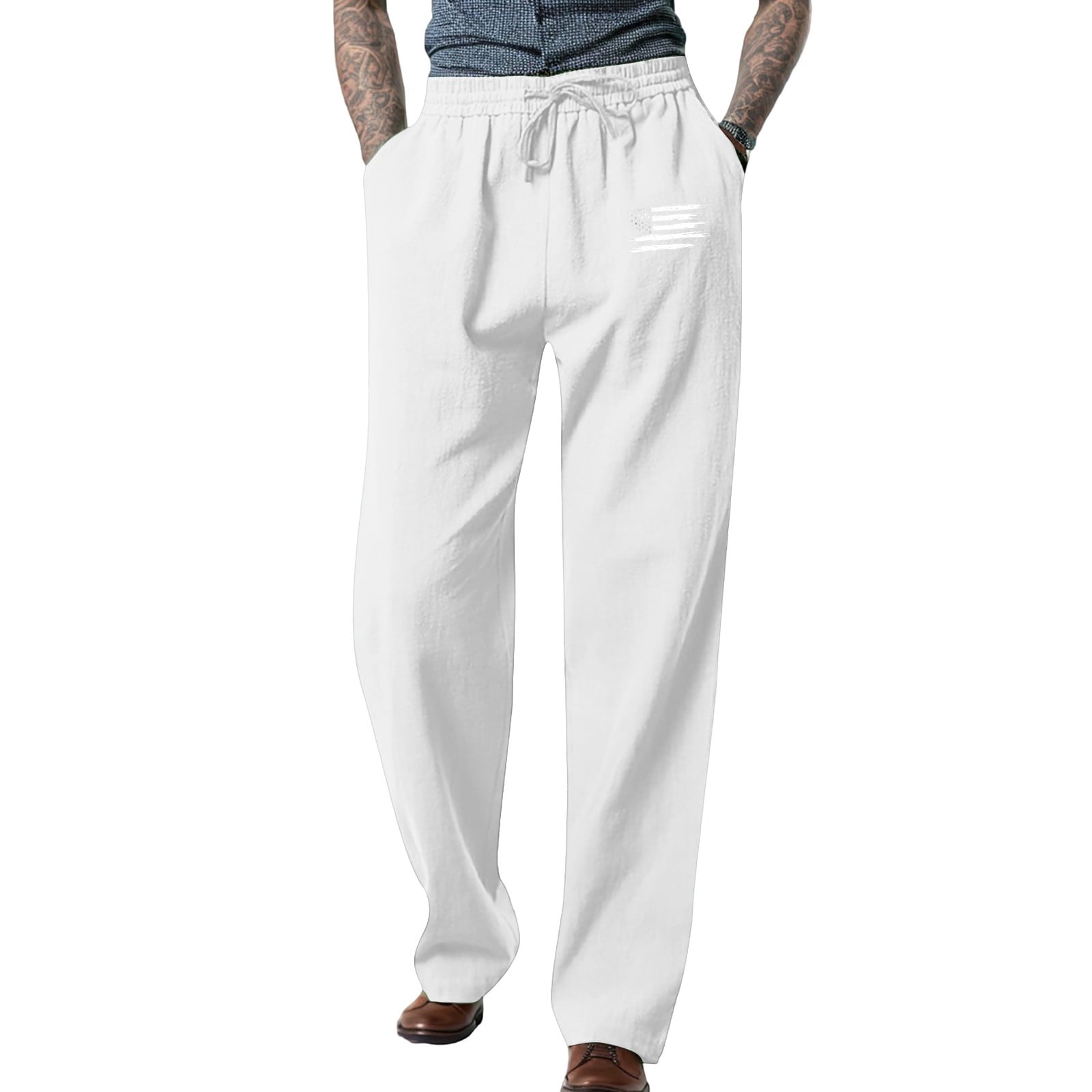 CHCNHAC Mens Pants 4th Of July Elastic Waist Drawstring Pants Patriotic ...