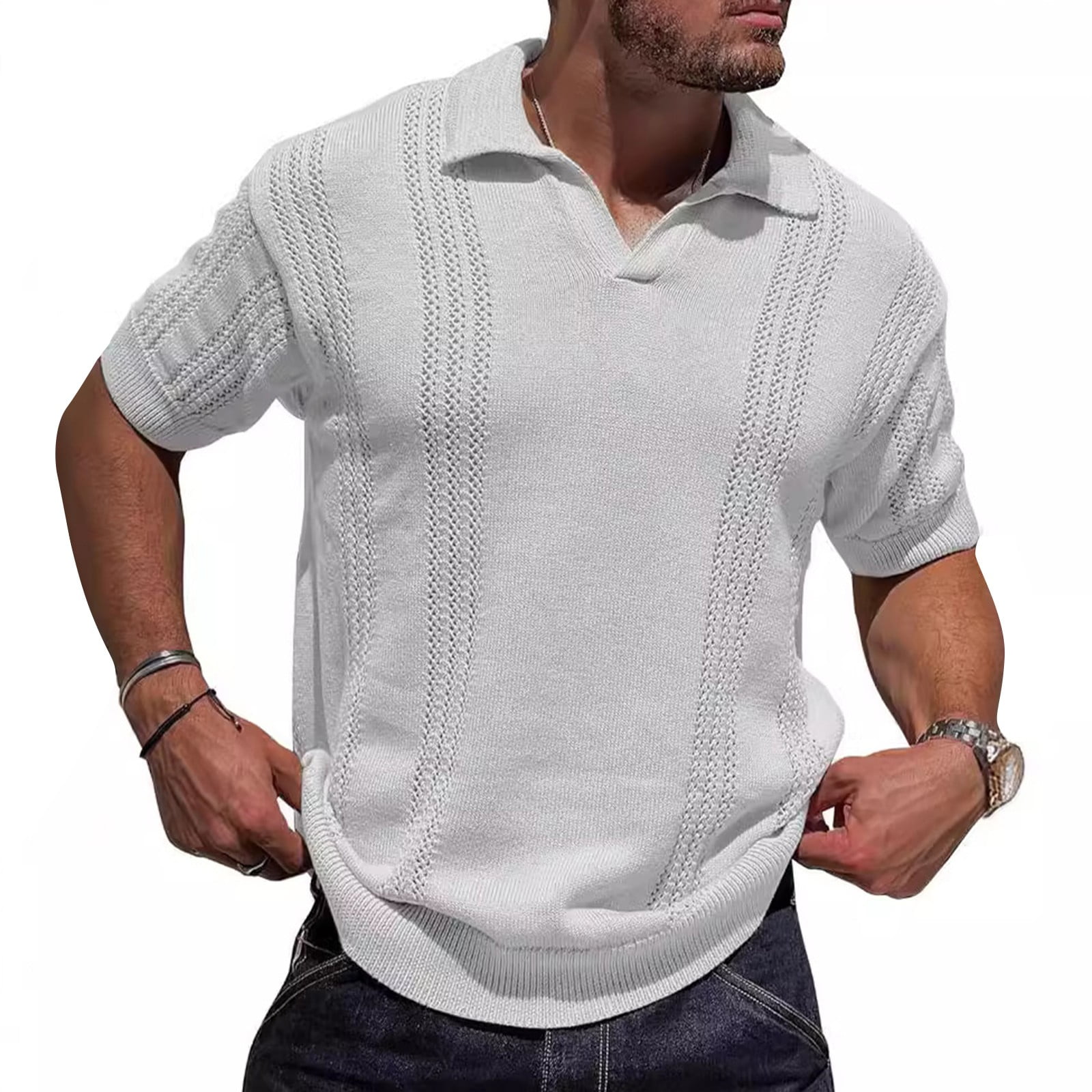 CHCNHAC Mens Polo Shirts Short Sleeve Casual Polo T Shirt Slim Fit ...