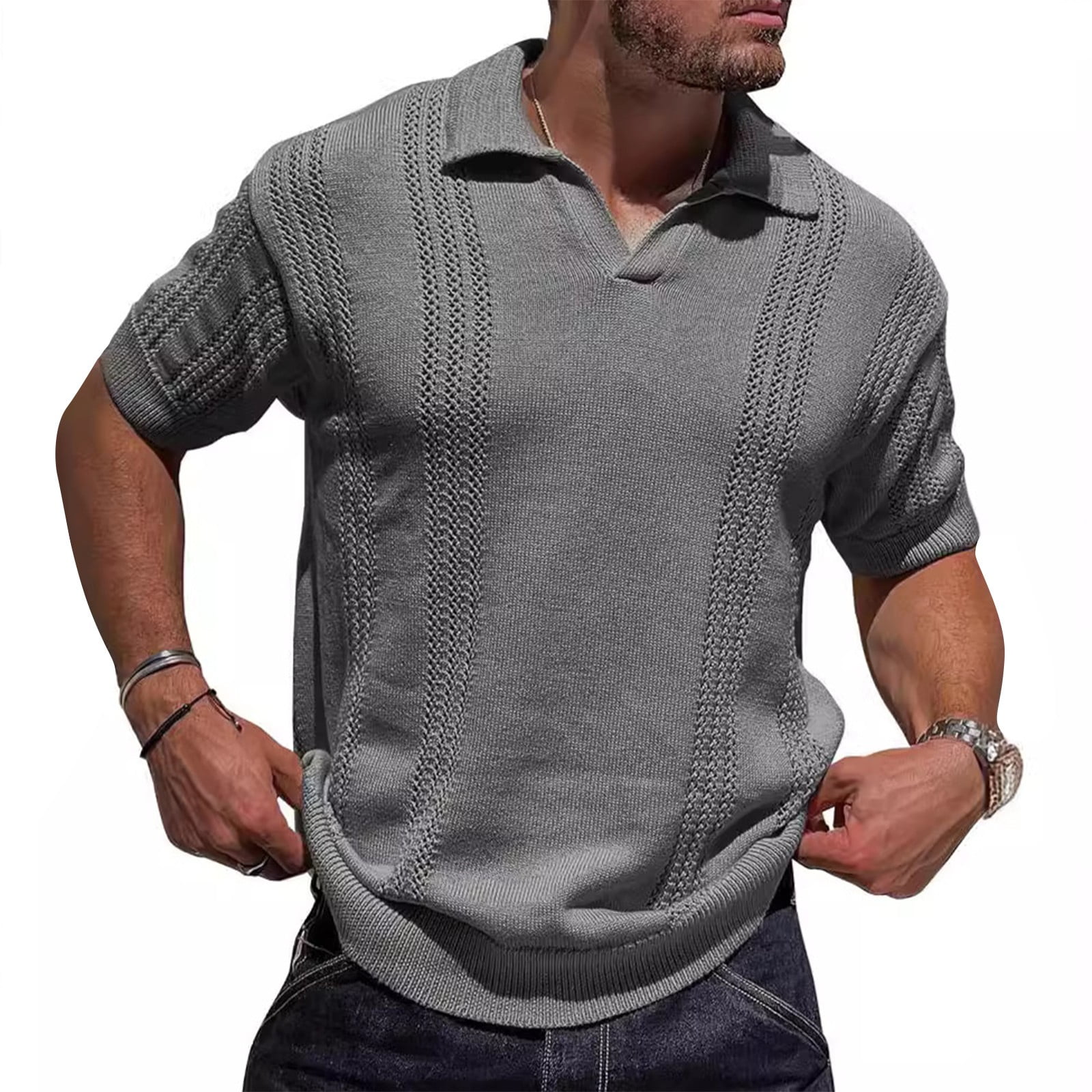 CHCNHAC Mens Polo Shirts Short Sleeve Casual Polo T Shirts Slim Fit ...