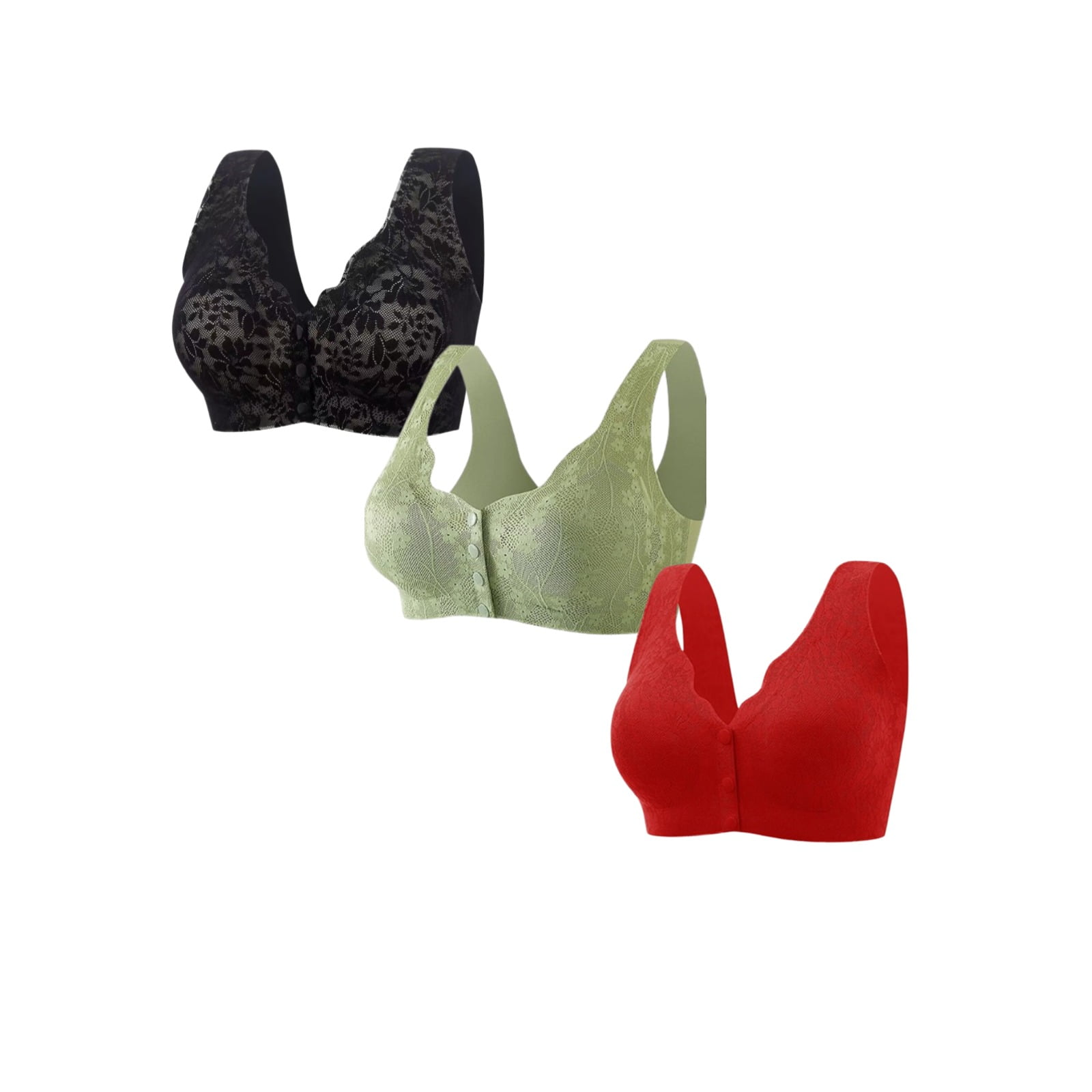 CHCNHAC Older Women's Bras No Underwire Front Closure Bra Breathable ...