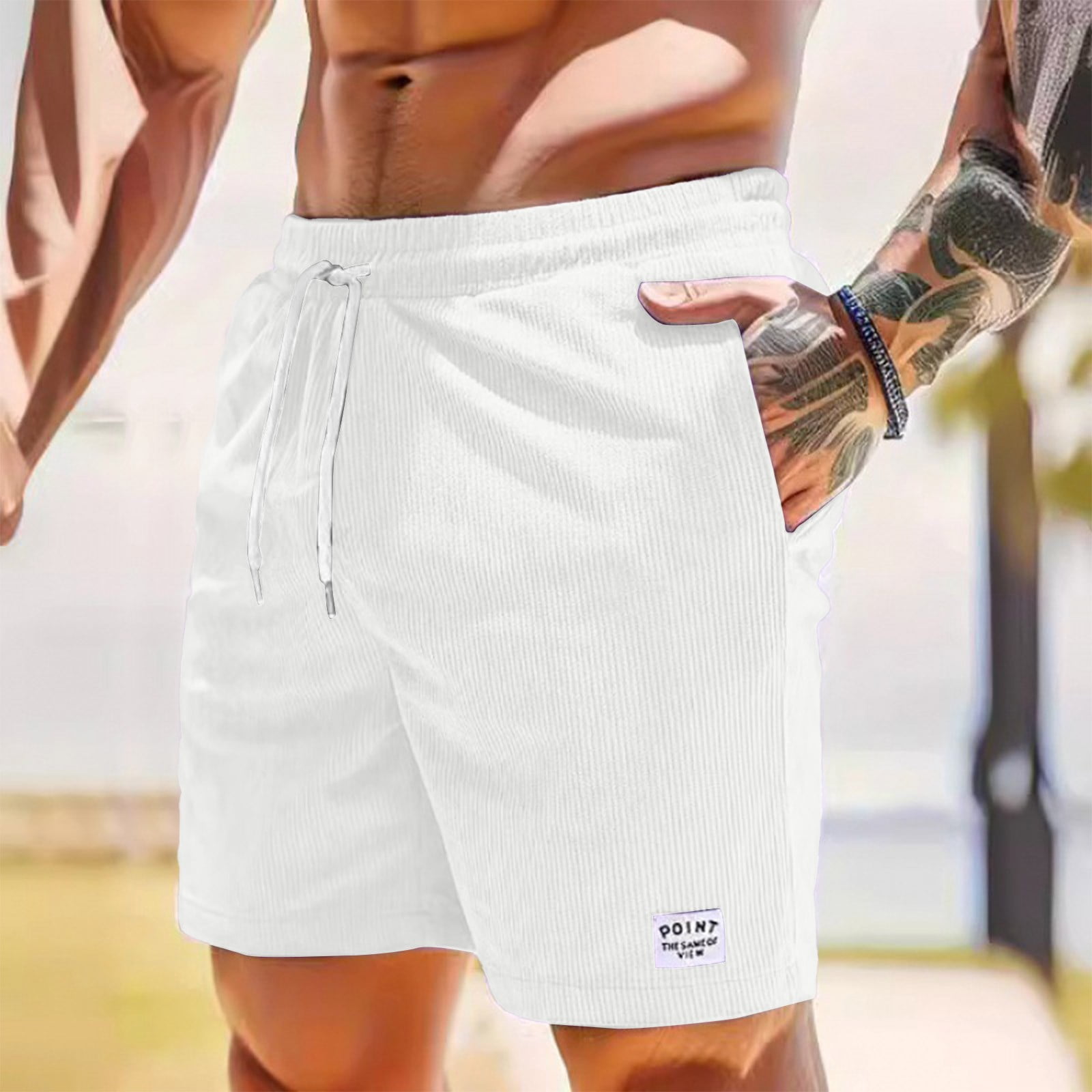 CHCNHAC Outdoor Cargo Shorts Mens Below Knee Stretch Waistband Shorts ...