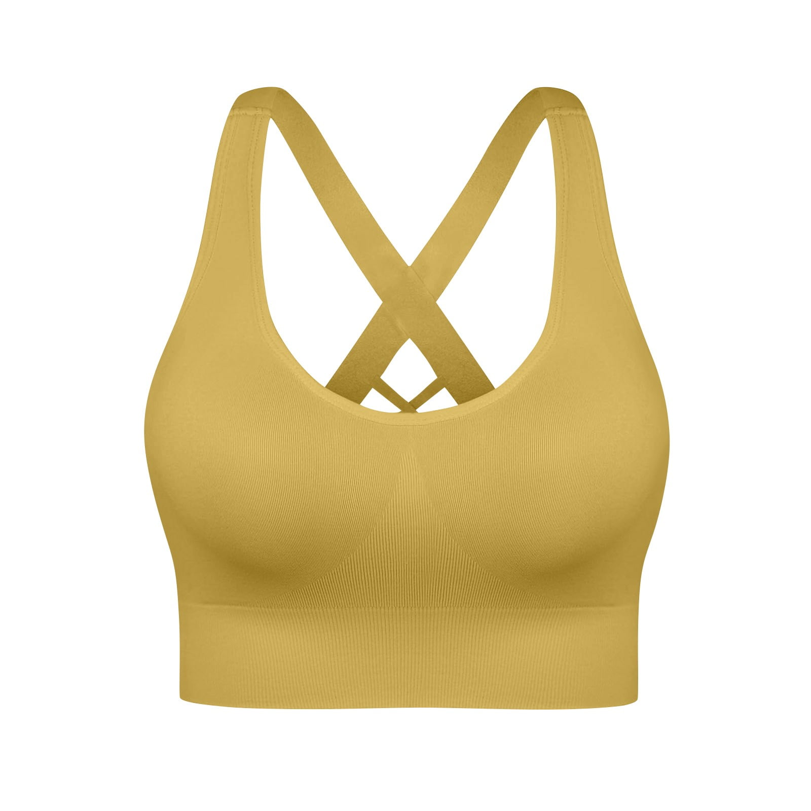 CHCNHAC Padded Sports Bra for Women Strong Hold Cross Back Strappy Bras ...